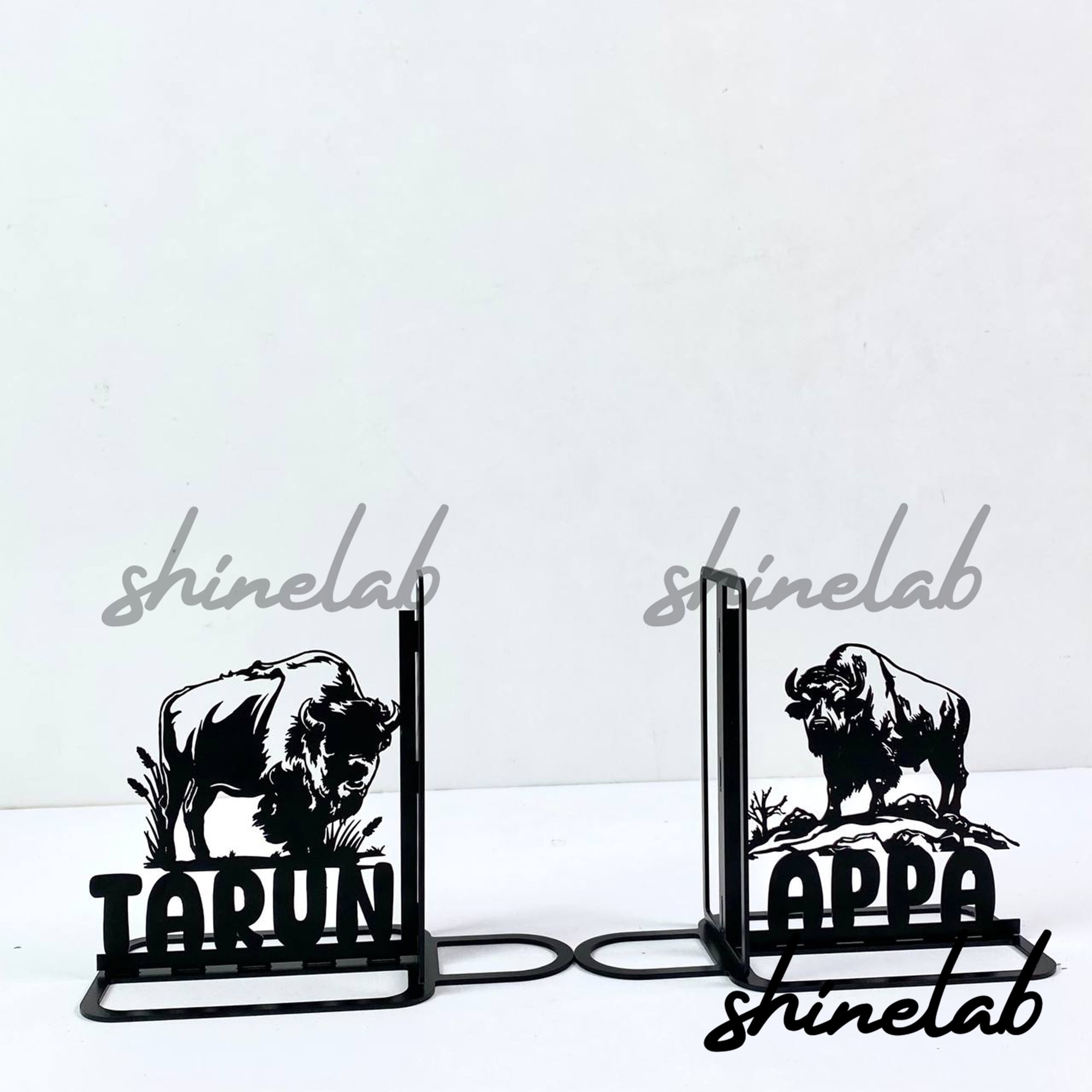 Shinelab Bison Metal Bookends Custom Cow Buffalo Name Bookend Gift ...