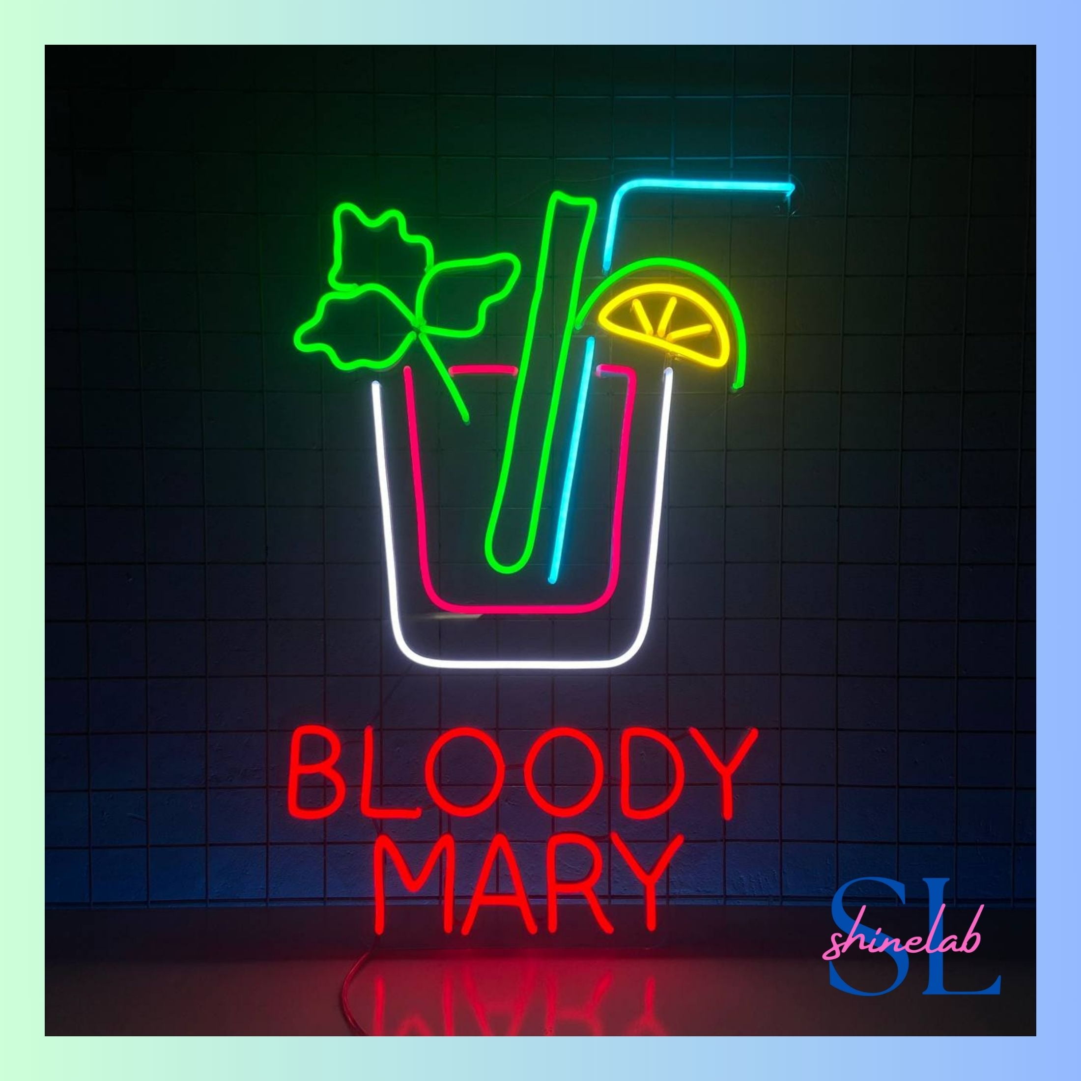 Shinelab Bloody Mary Neon Sign, Cocktail Wall Art, Cocktail Liquor Bar ...