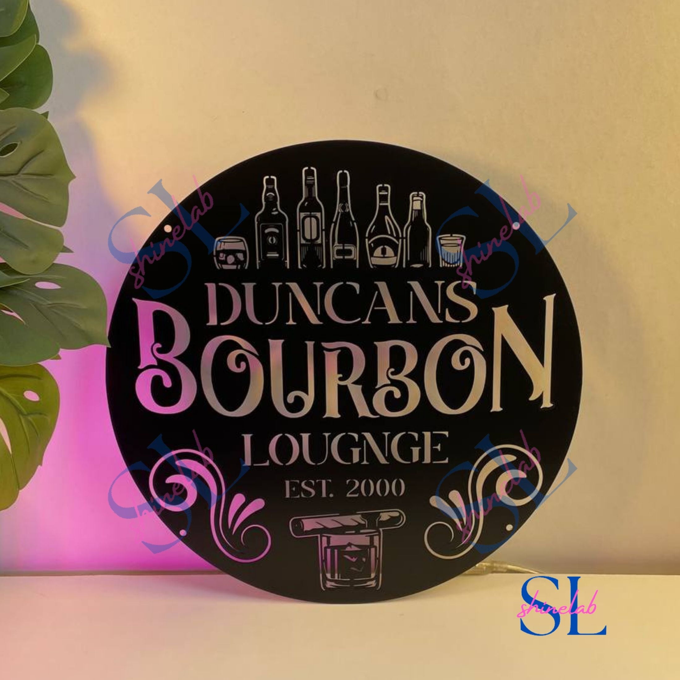 Shinelab Bourbon Cigar Metal Wall Art LED Light, Whiskey Bar Sign, Bar ...