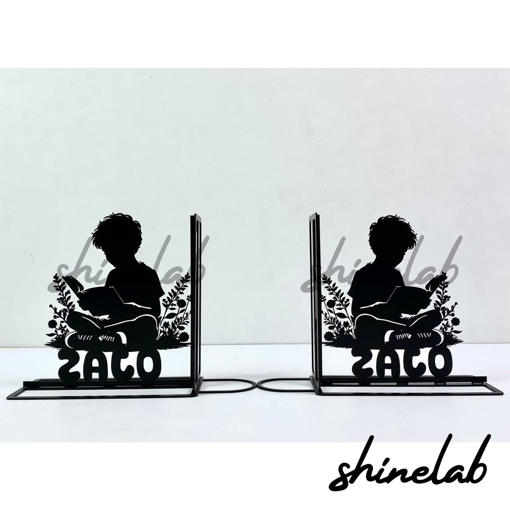 Shinelab Boy Reading Metal Bookends Custom Reader Name Bookend Gift ...