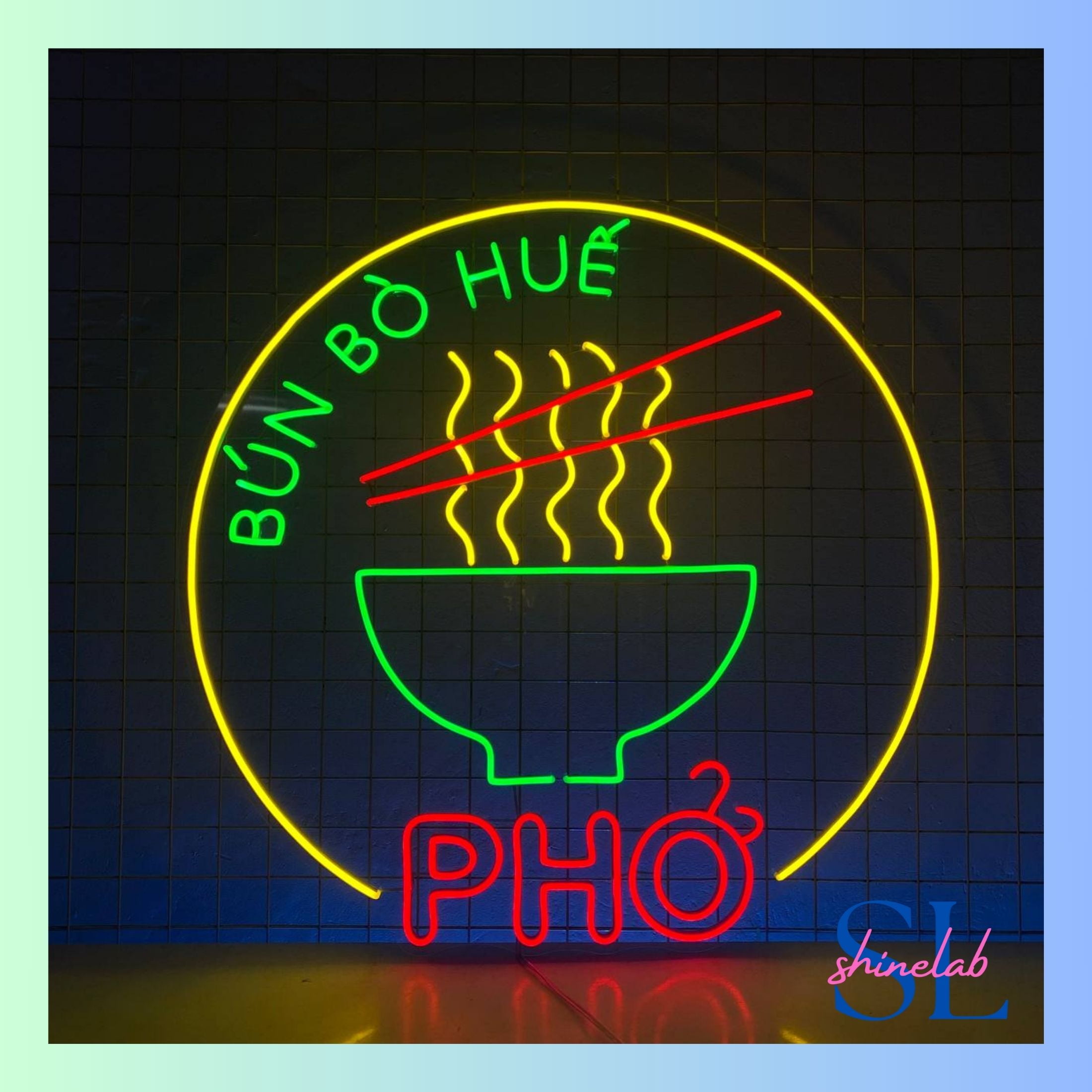 Shinelab Bun Bo Hue Pho Neon Sign, Vietnamese Cuisine Wall Art Light ...