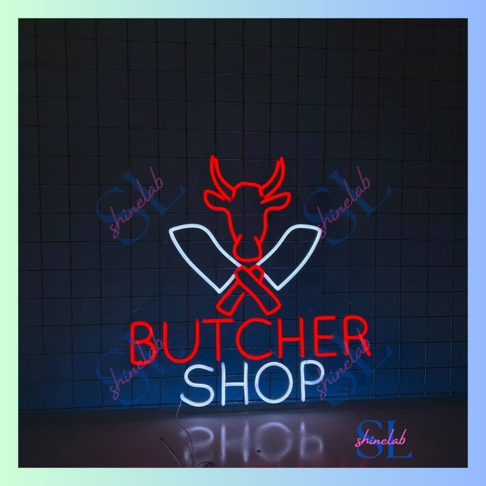 Shinelab Butcher Neon Sign, Butcher Shop LED Light, Butcher Shop Neon ...