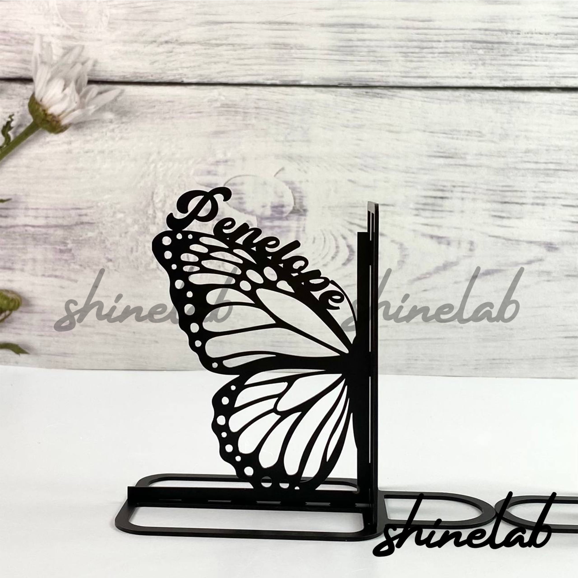Shinelab Butterfly Metal Bookends Custom Pet Lover Name Bookend Gift ...