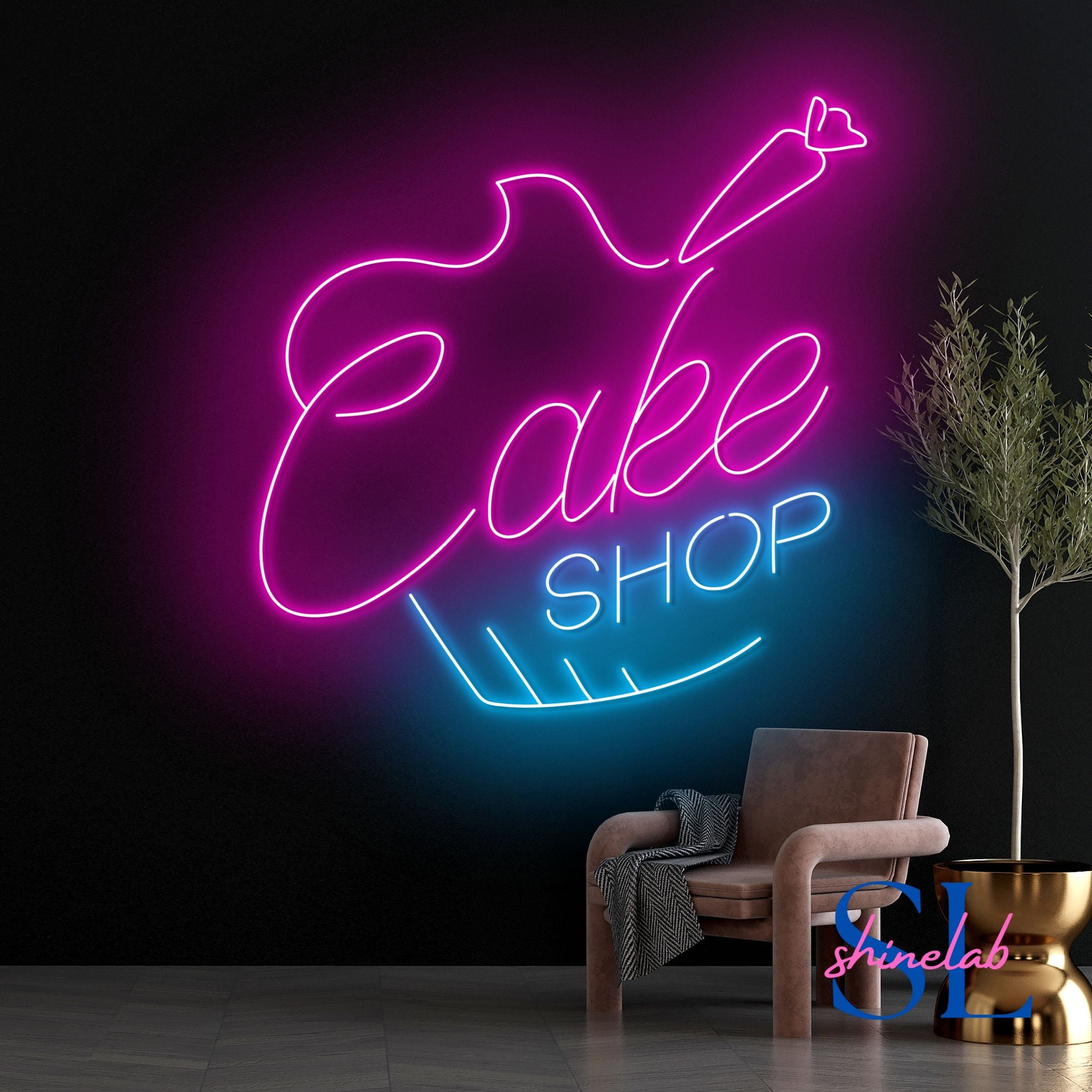 Shinelab Cake Shop Neon Sign, Cupcake Shop Led Sign, Cupcake Bakery Open Wall Art, Cake Bakery ...