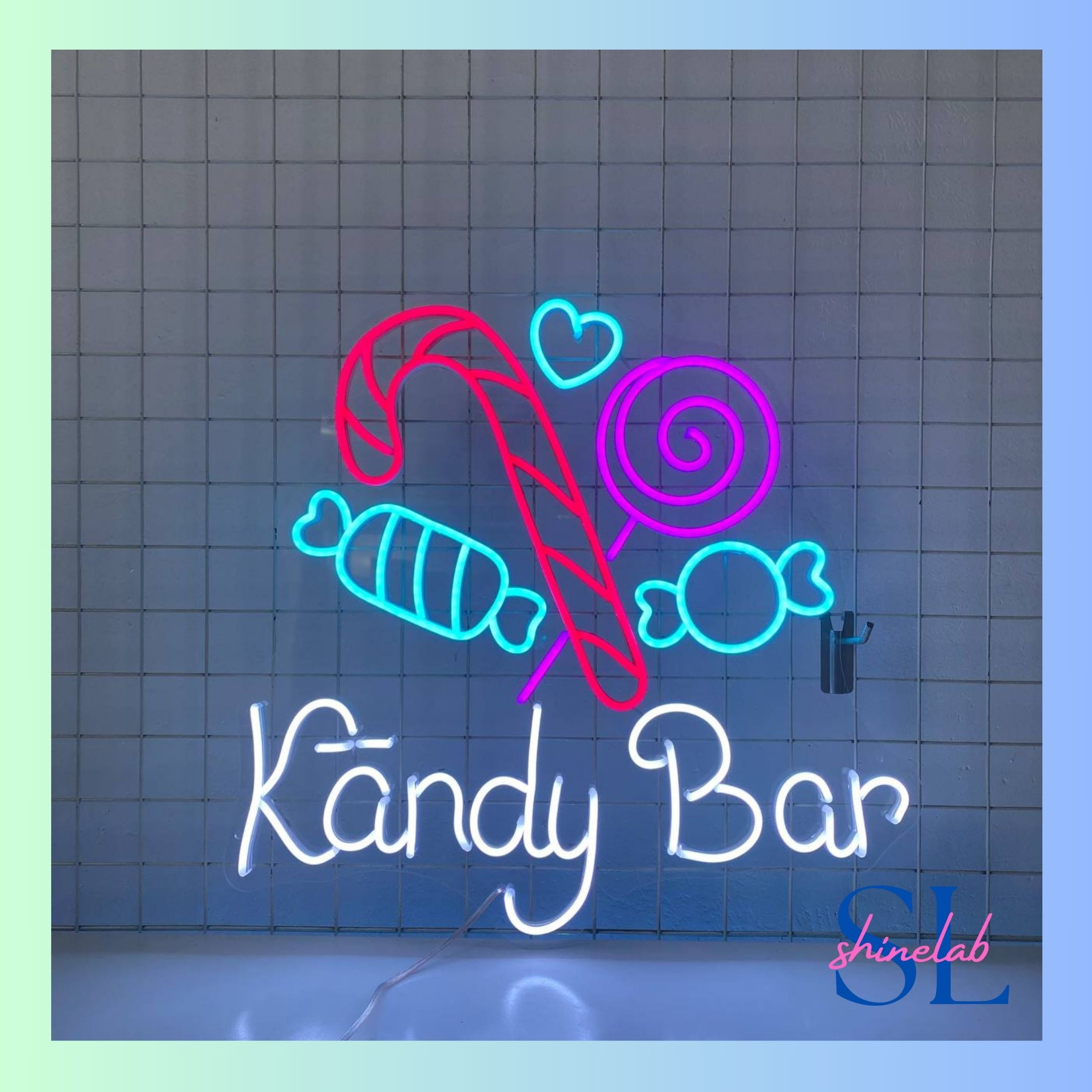 Shinelab Candy Bar Neon Sign, Open Candy Shop Wall Art Light, Candy ...