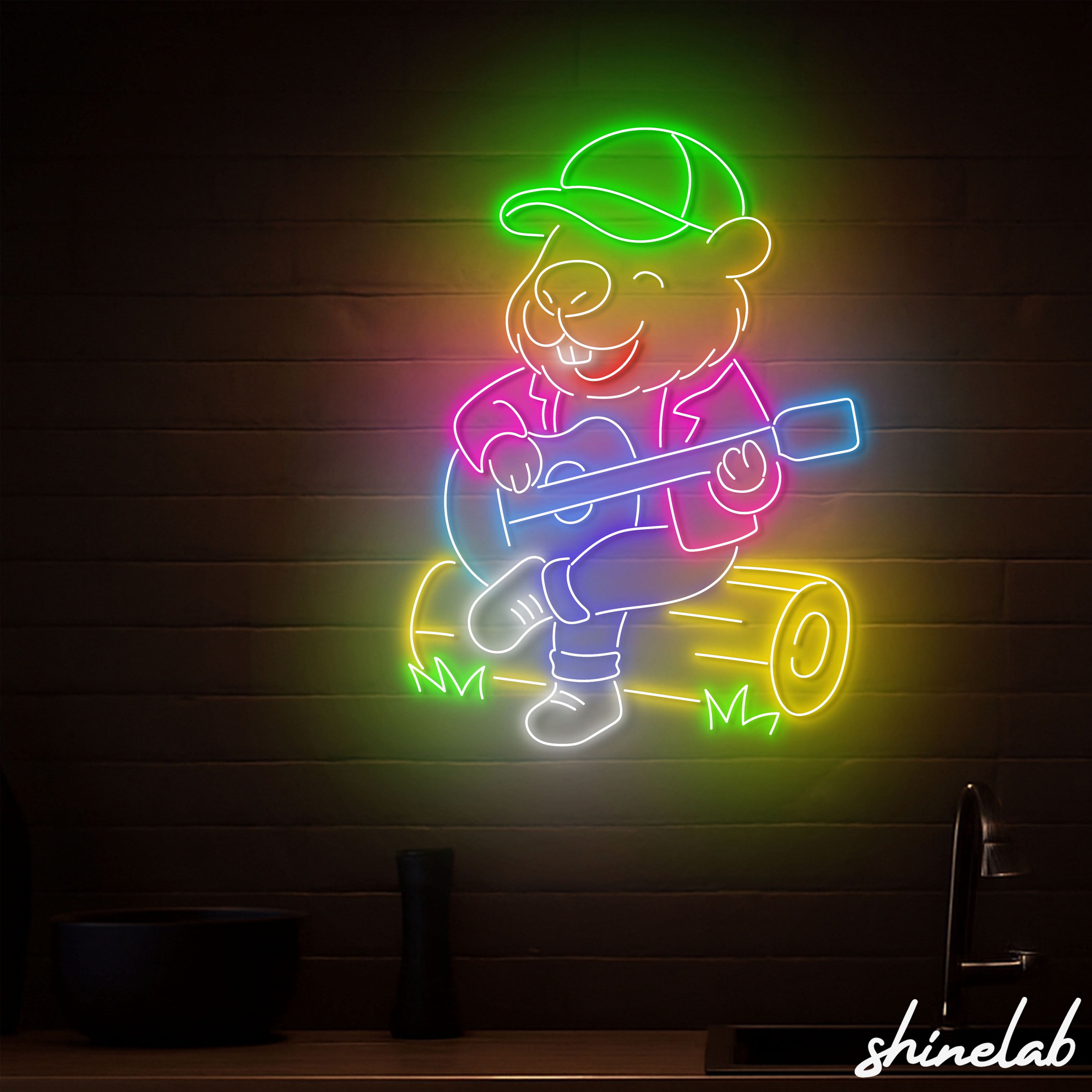 Shinelab Capybara Musician Neon Sign, Cute Animal LED Light, Kids Room ...