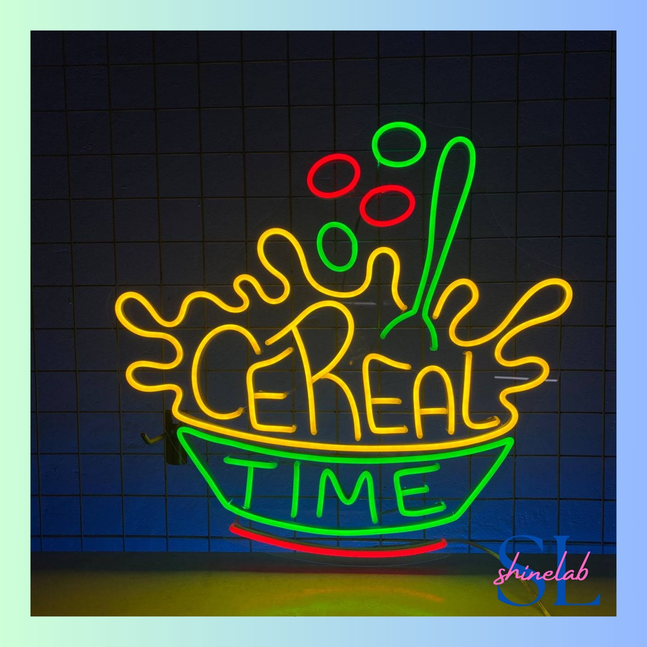 Shinelab Cereal Time Neon Sign, American Cereal Breakfast Wall Art ...