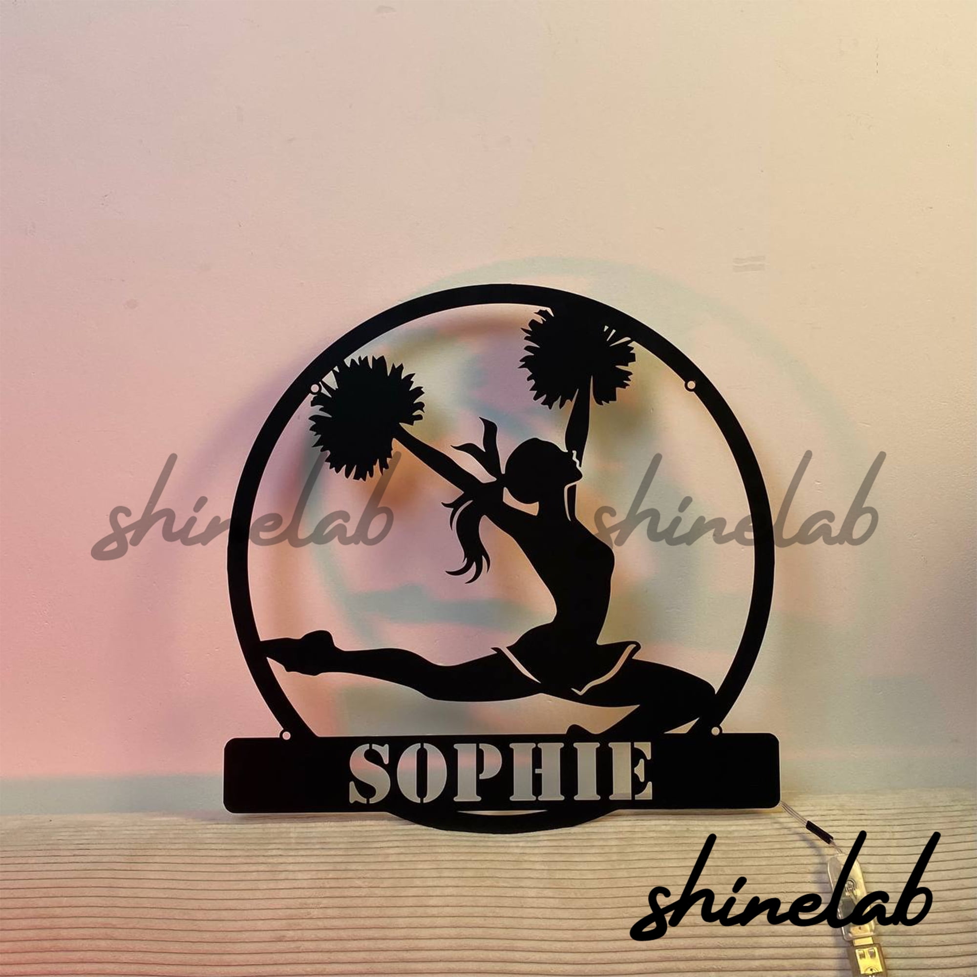 Shinelab Cheerleading LED Wall Art, Custom Cheerleader Team Metal Sign ...