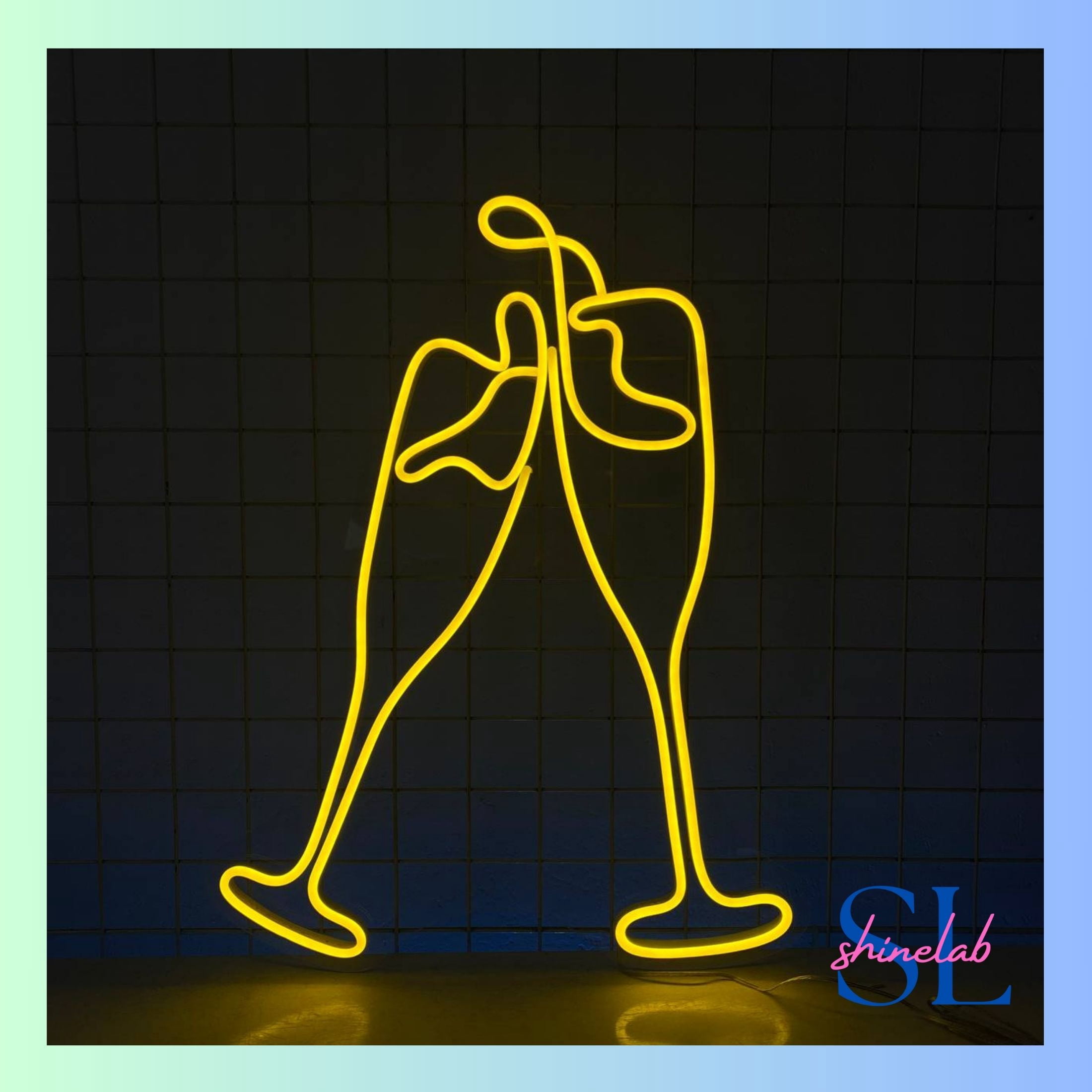 Shinelab Cheers Champagne Neon Sign, Champagne Glasses Wall Art, Wine ...
