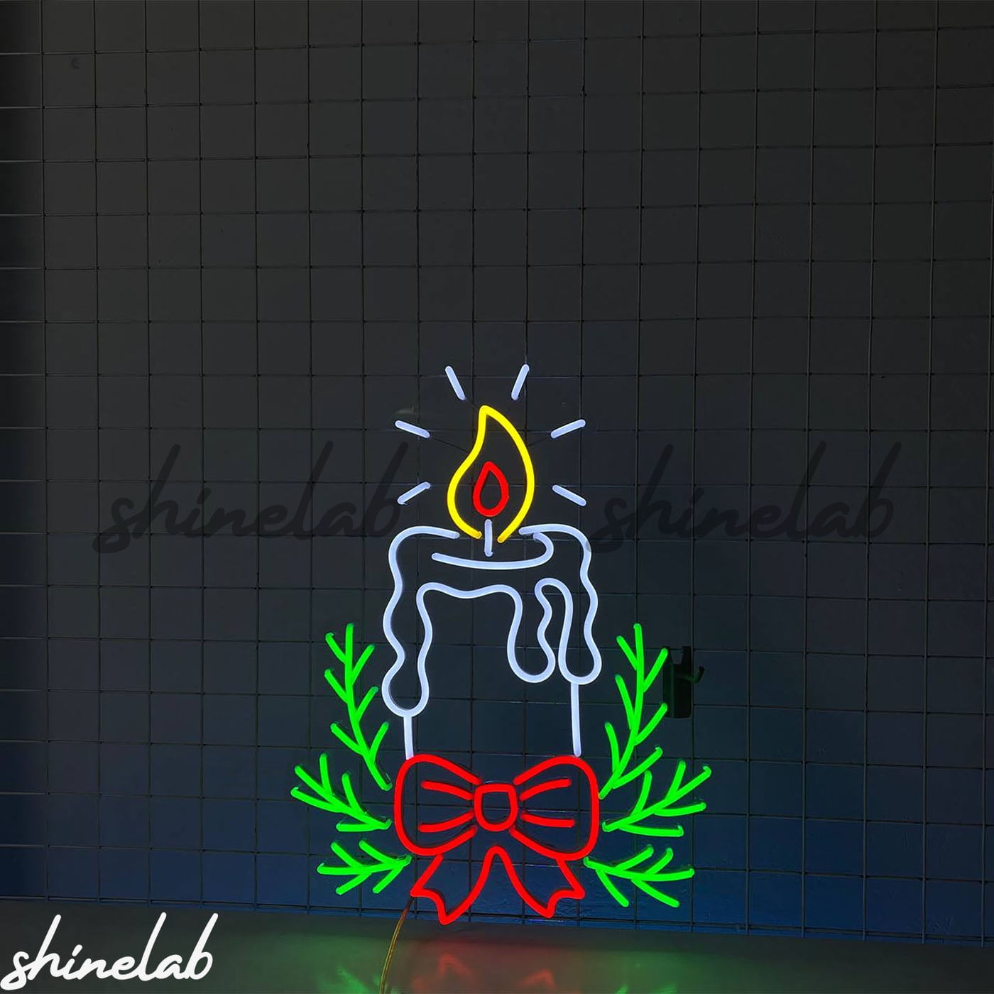 Shinelab Christmas Candle Neon Sign, Holiday Window Light Decor ...