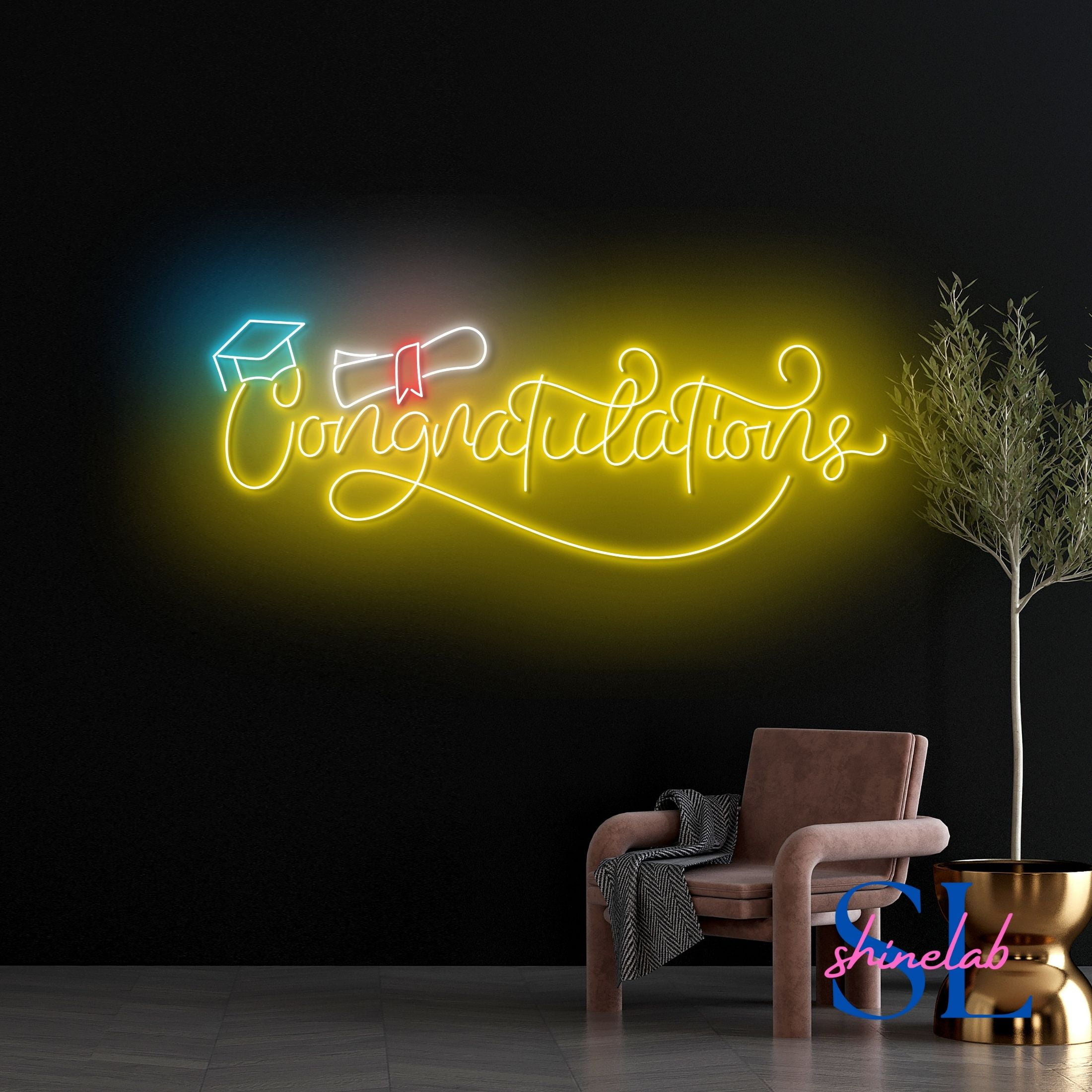 Shinelab Congratulations Neon Sign, Congrats Led Sign, Graduate Led ...