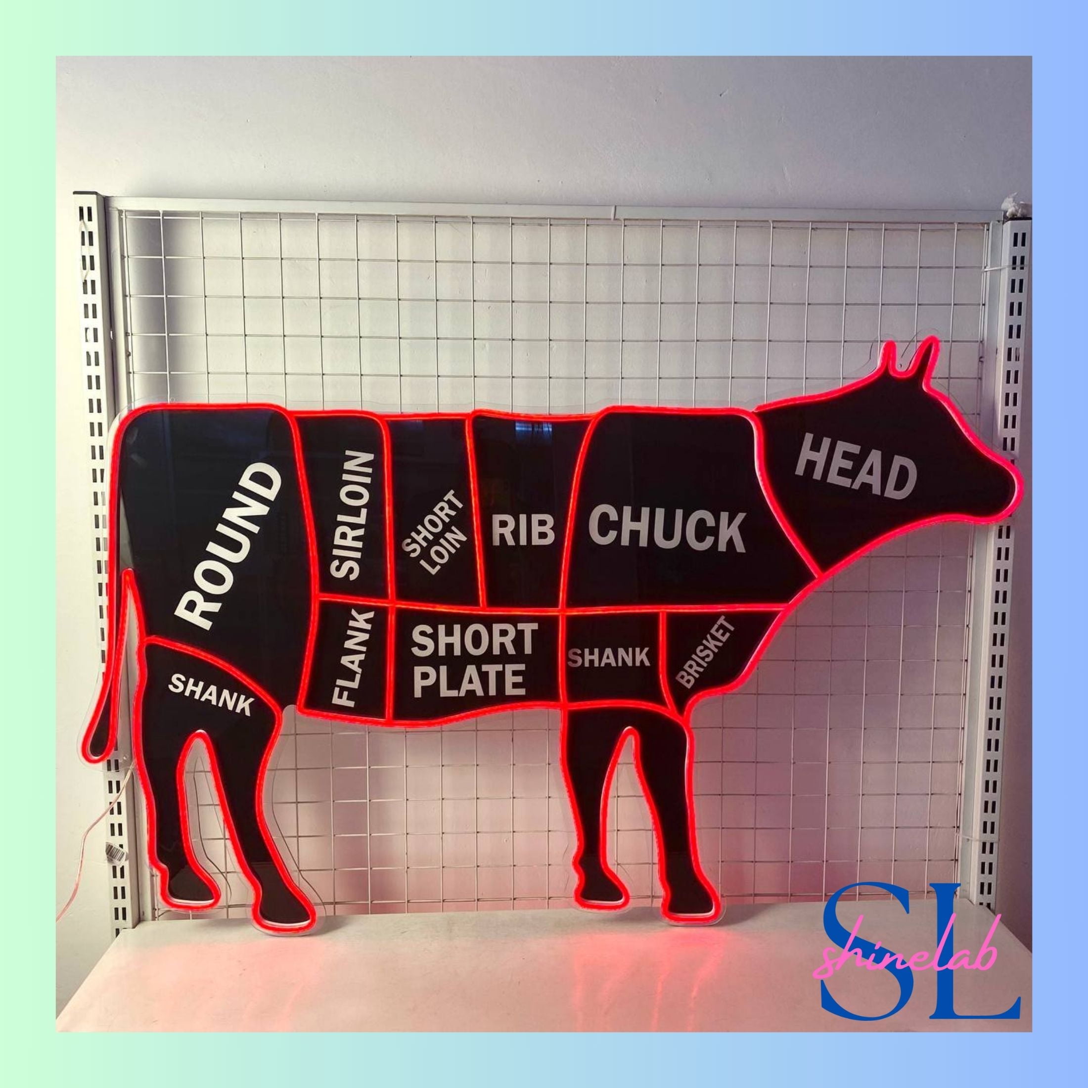 Shinelab Cow Acrylic Neon Sign, Butcher Shop Wall Art Light, Restaurant ...