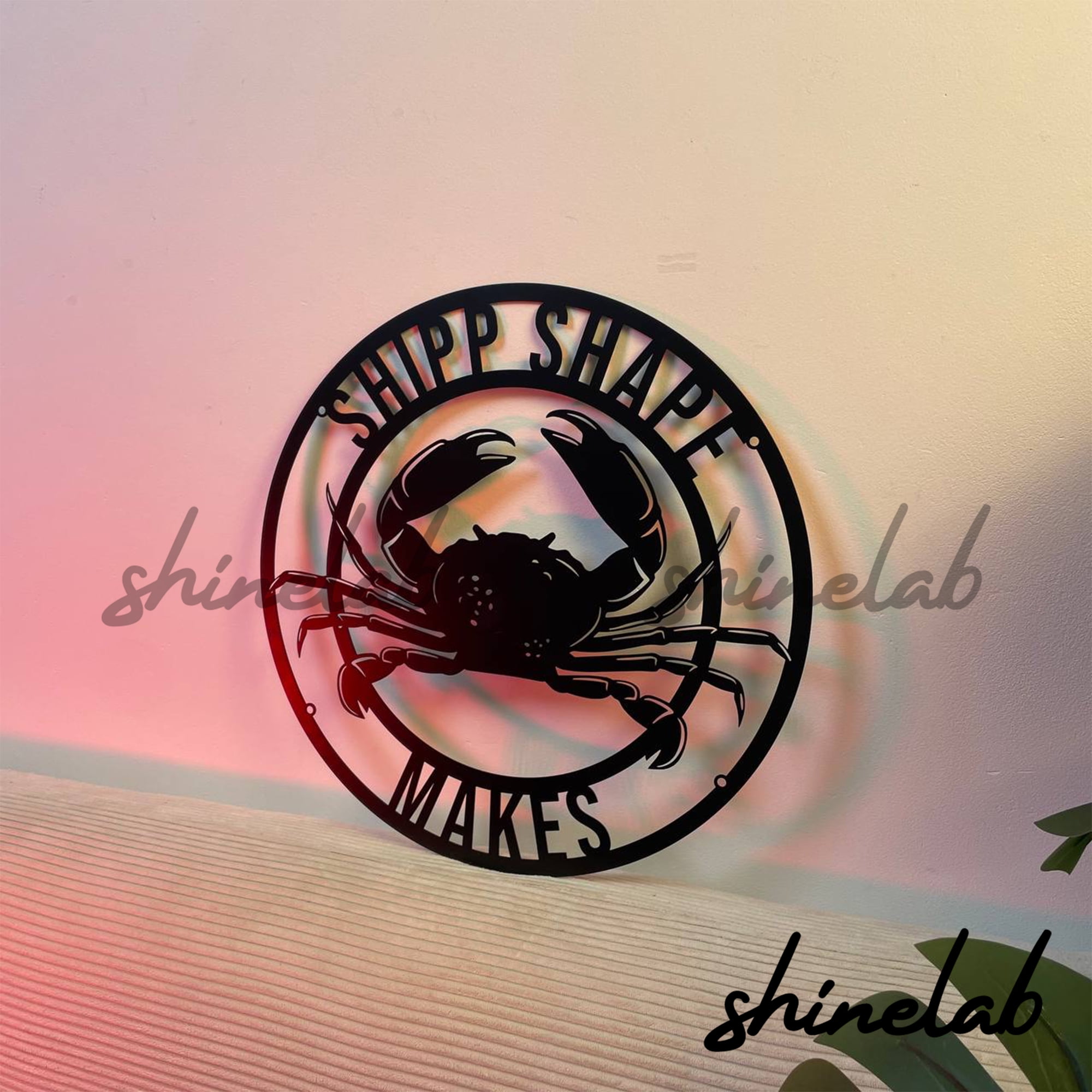 Shinelab Crab LED Wall Art, Custom Minimalist Crab Metal Sign, Nautical ...