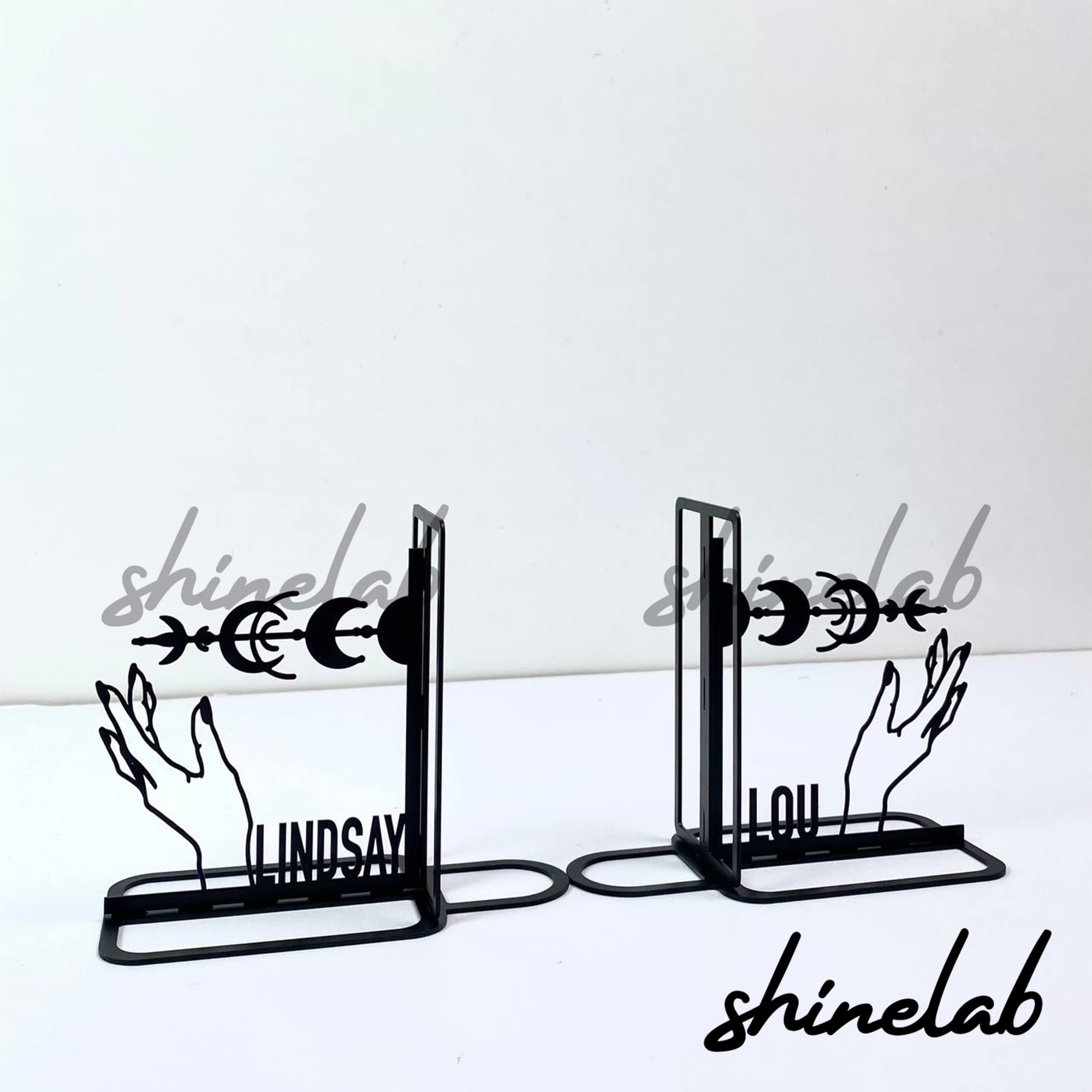 Shinelab Crescent Moon Bookends Custom Moon Lover Name Bookend Gift ...