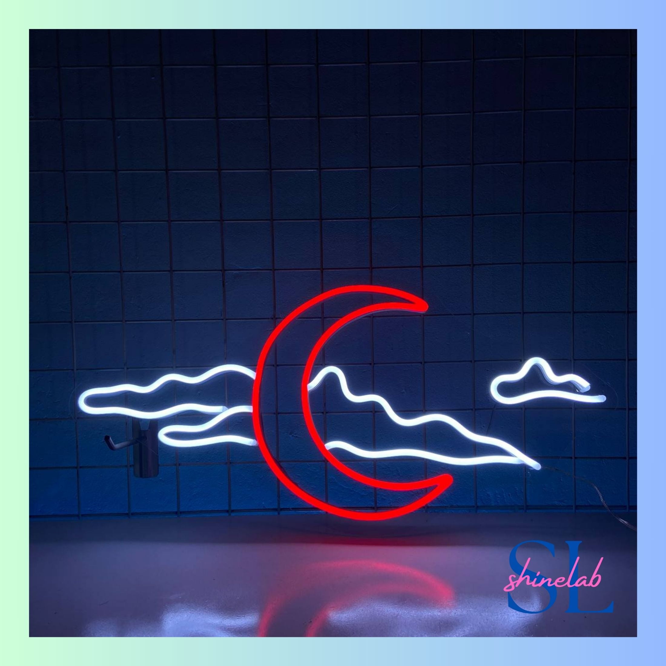 Shinelab Crescent Moon Neon Sign, Moon Cloud Wall Art Light, Moon Home ...