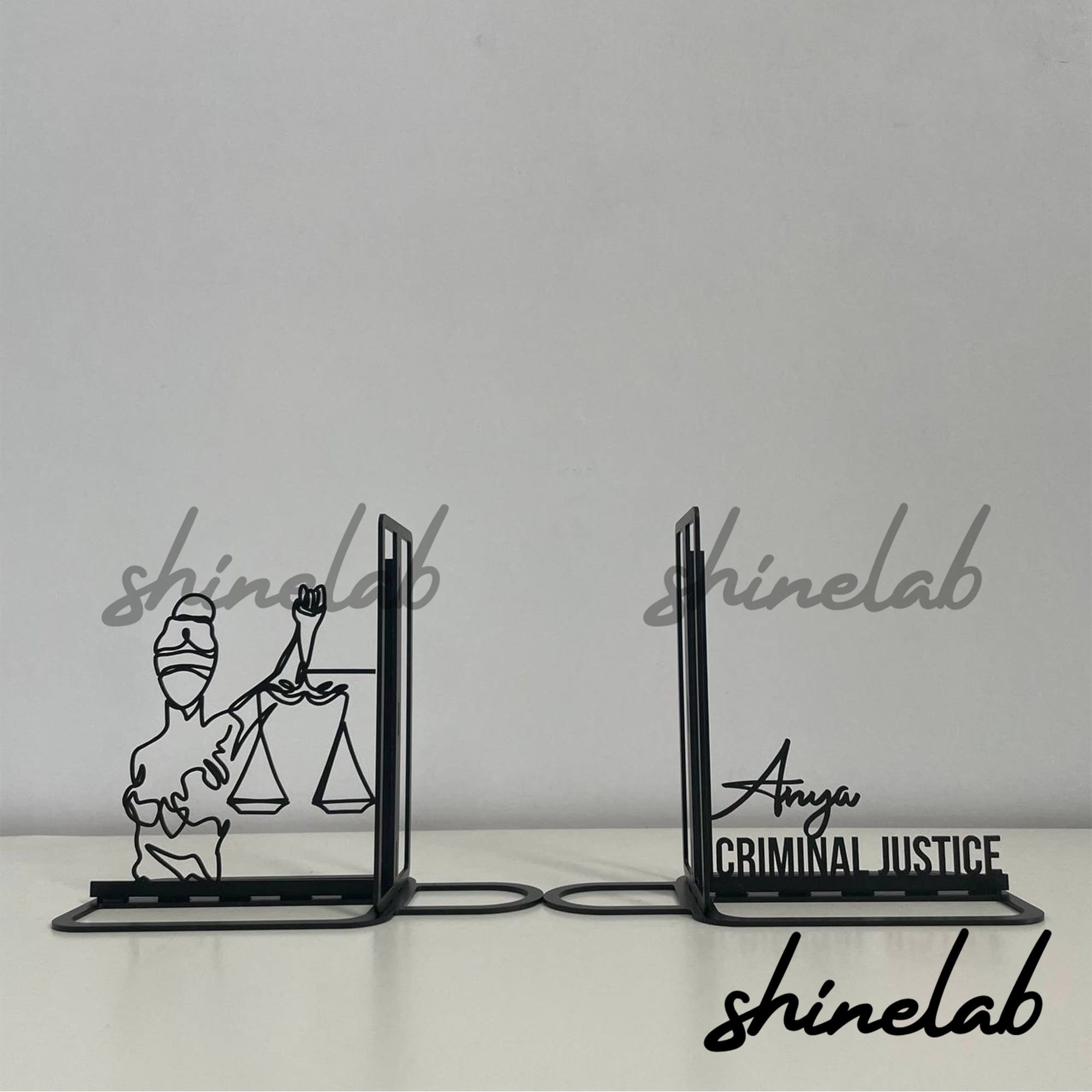 Shinelab Criminal Justice Metal Bookends Custom Lawyer Name Bookend ...