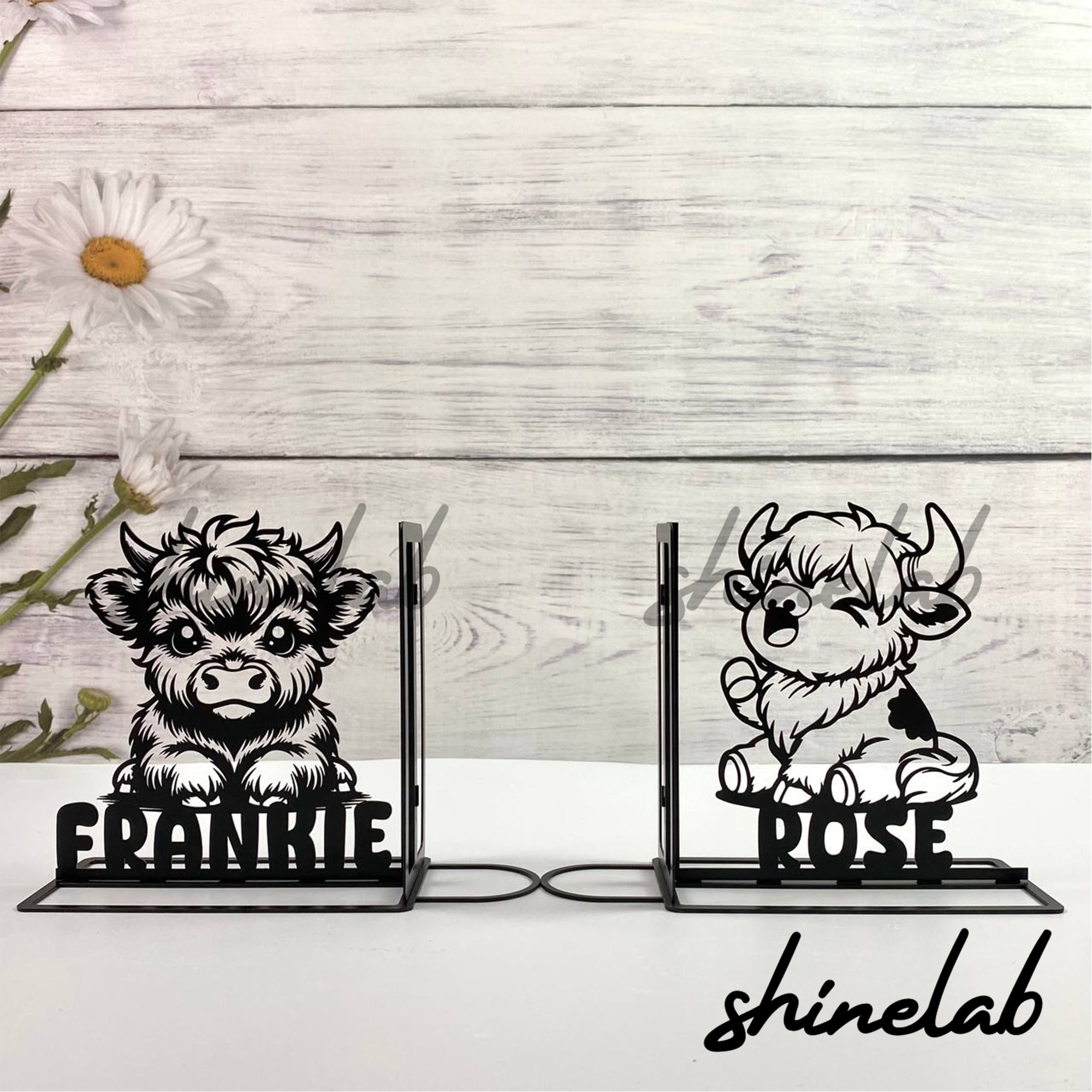 Shinelab Cute Cow Metal Bookends Animal Name Bookend Gift, Farmhouse ...