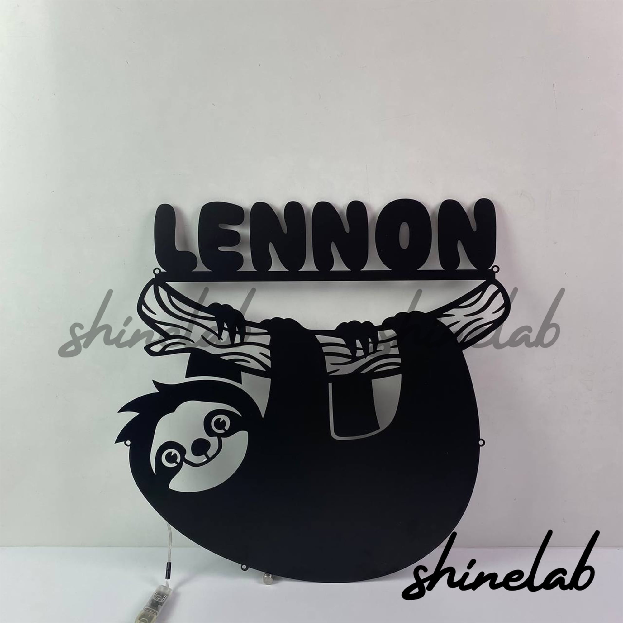 Shinelab Cute Sloth Metal Sign LED Wall Art, Custom Sloth Face Gift ...