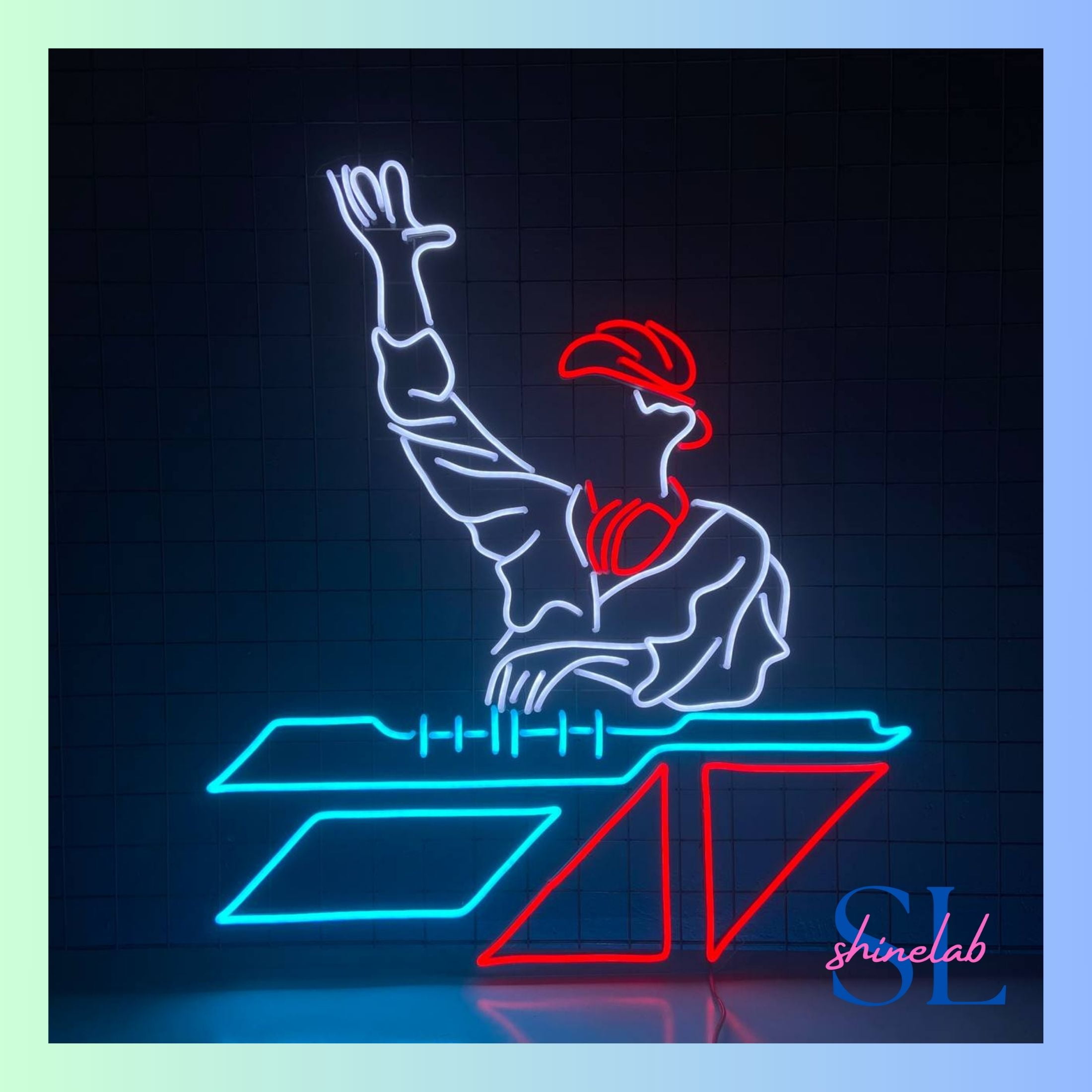 Shinelab DJ Neon Sign, Disc Jockey Wall Art Light, DJ Bar Pub Wall ...