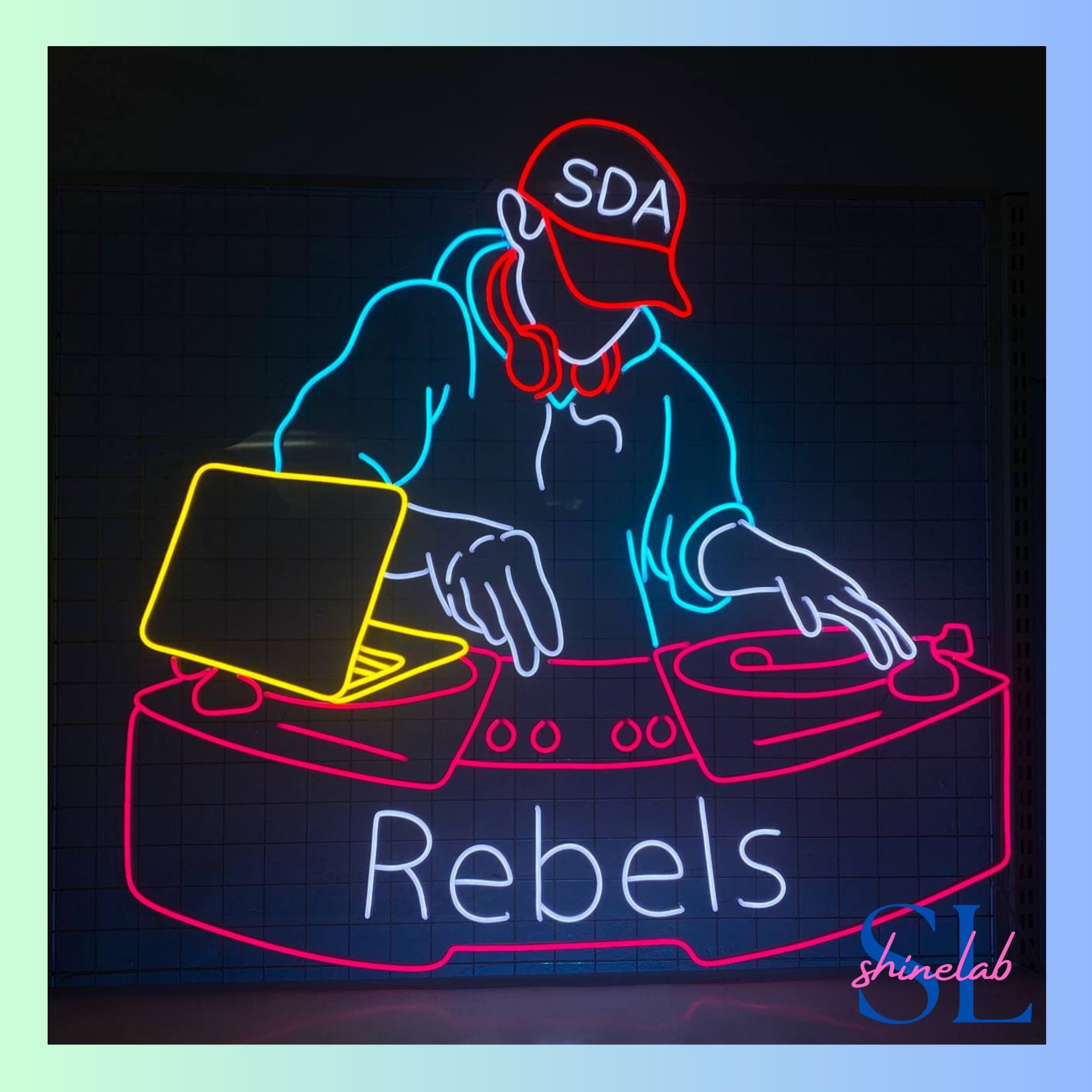Shinelab DJ Neon Sign, Disc Jockey Wall Art Light, DJ Bar Pub Wall ...