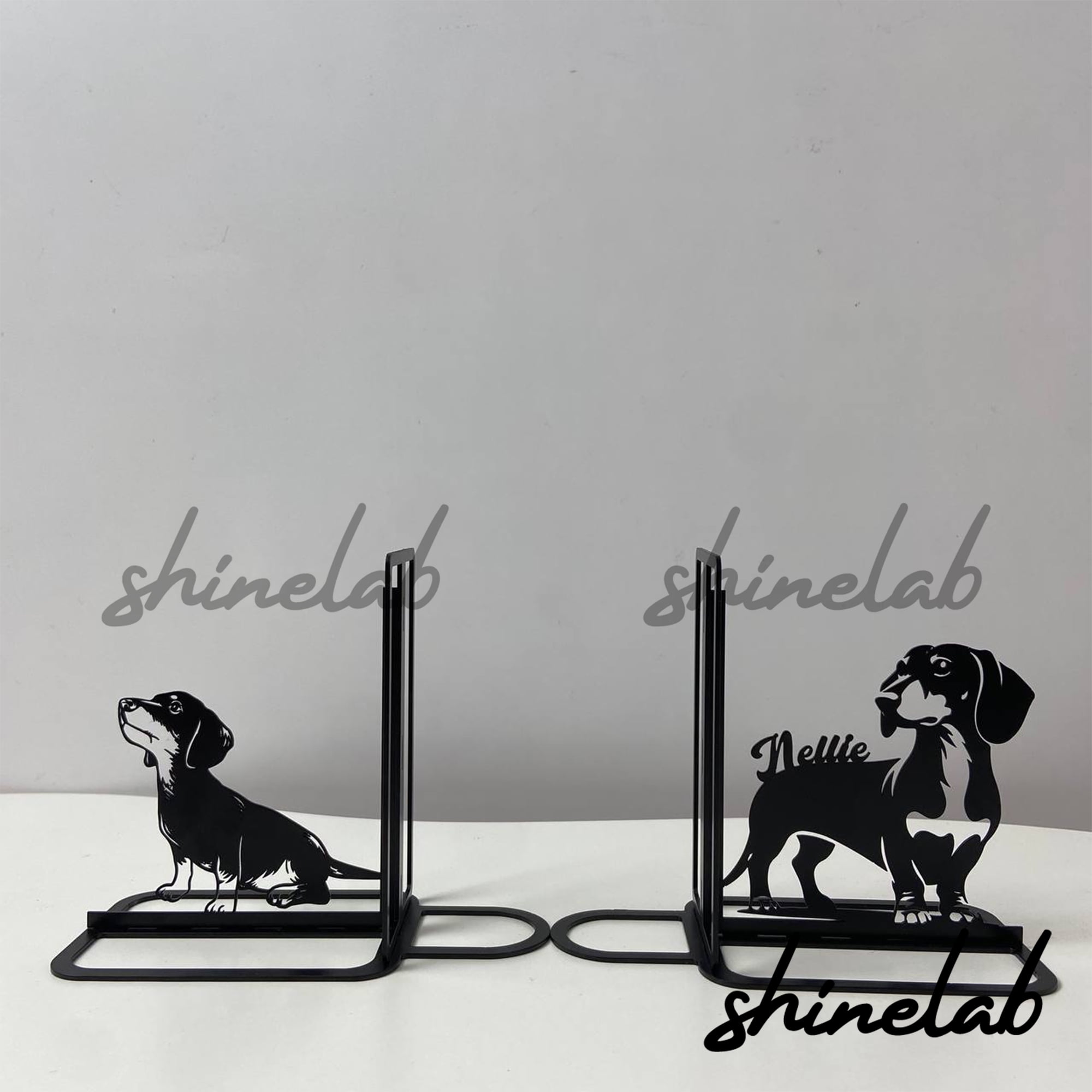 Shinelab Dachshund Metal Bookends Custom Sausage Dog Name Bookend Gift ...