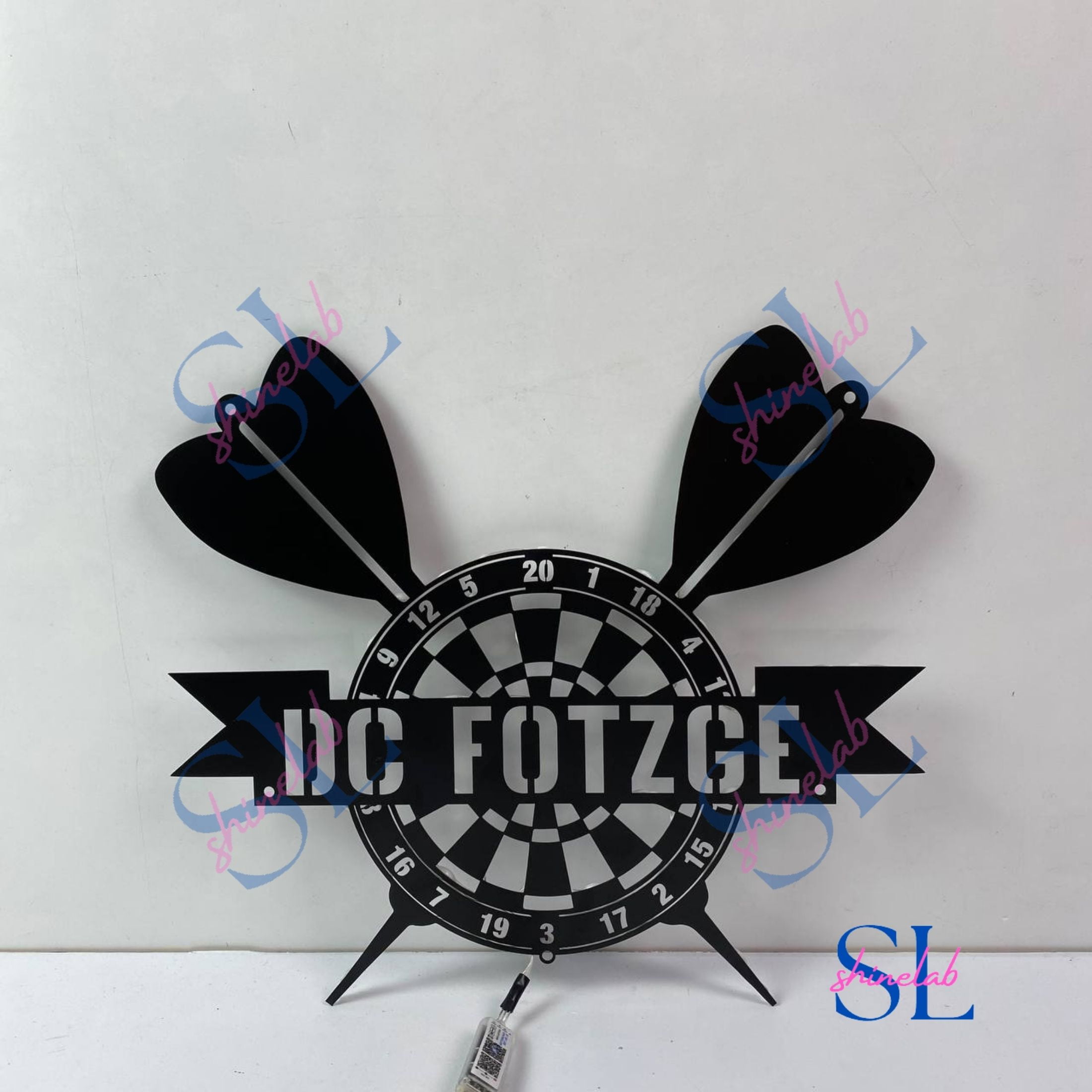 Shinelab Dartboard Dart Game Metal Wall Art LED Light, Dart Player Name ...