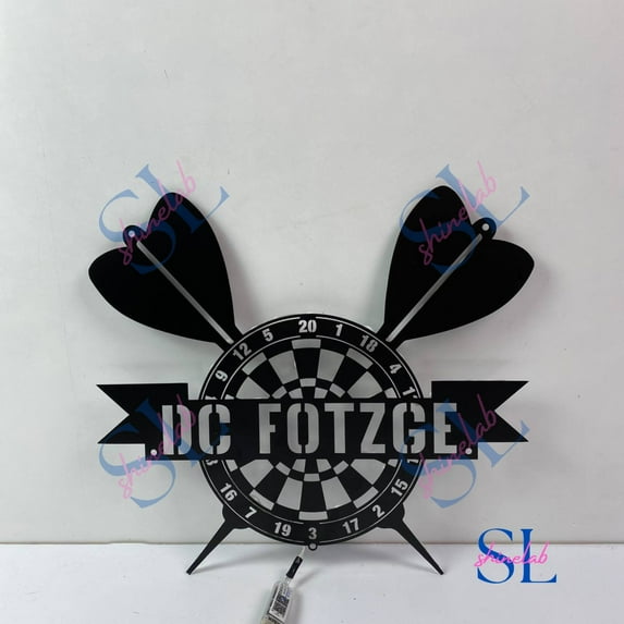 Shinelab Dartboard Dart Game Metal Wall Art LED Light, Dart Player Name ...