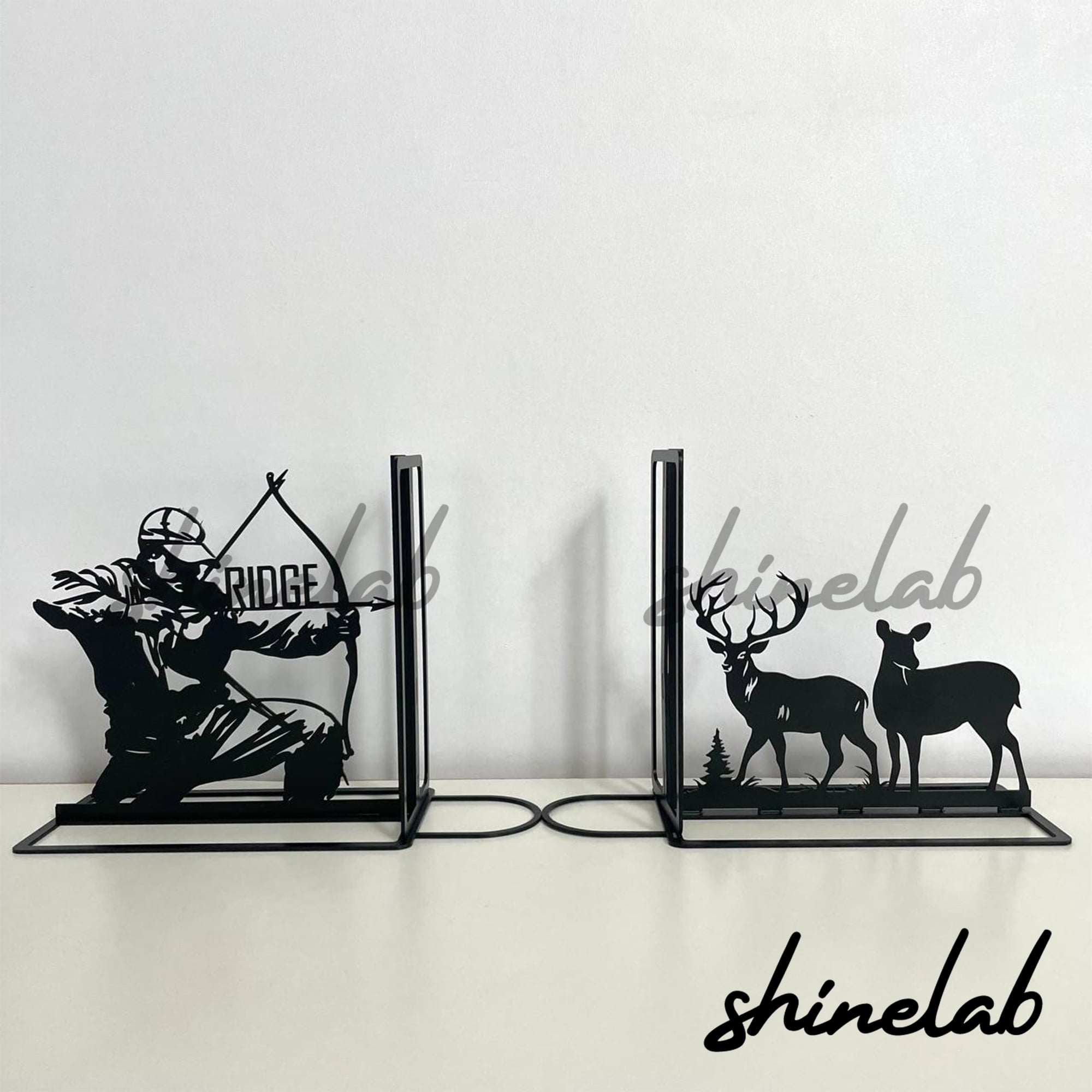 Shinelab Deer Hunting Metal Bookends Custom Hunter Name Bookend Gift ...