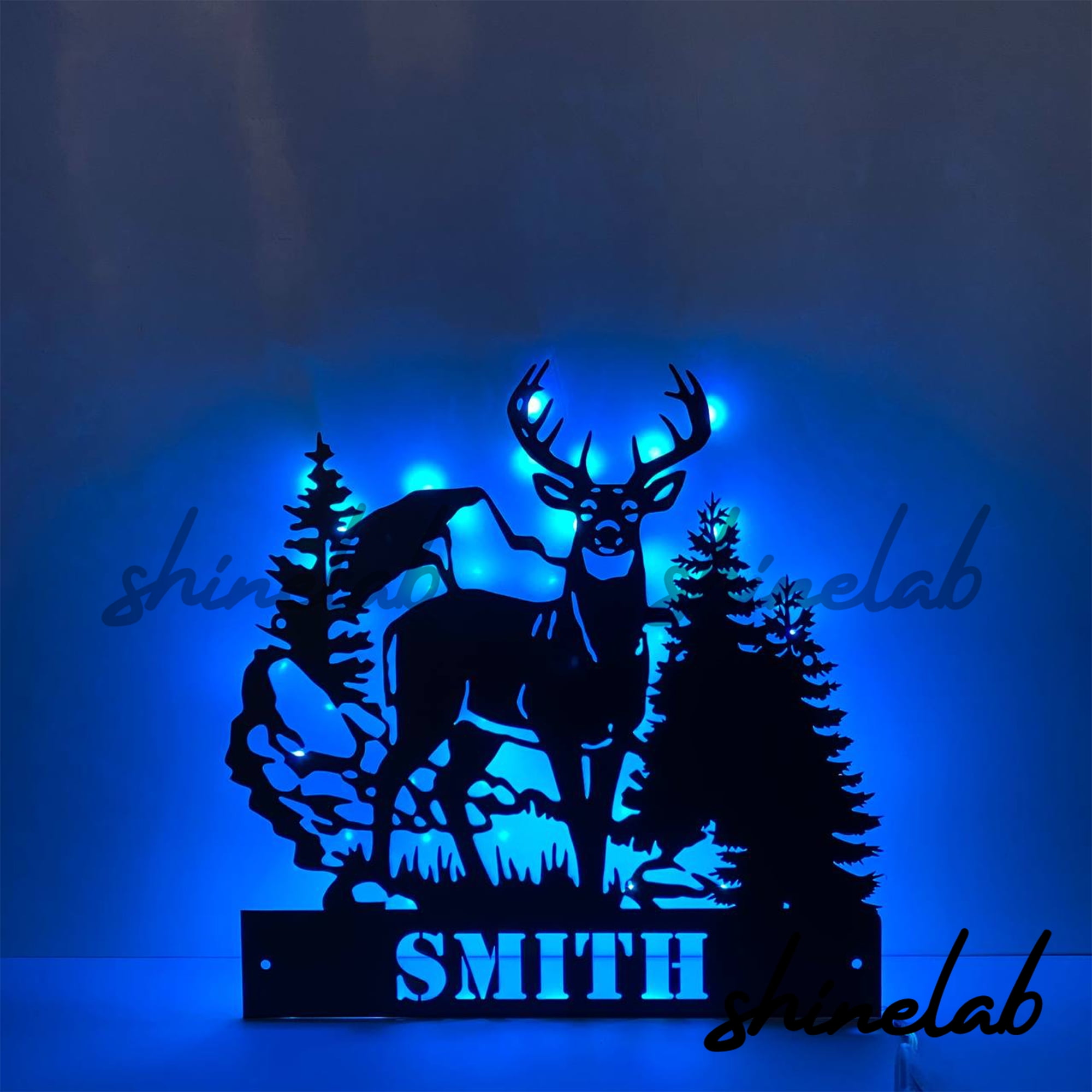 Shinelab Deer Hunting Metal Sign LED Wall Art, Custom Deer Antlers Wall ...