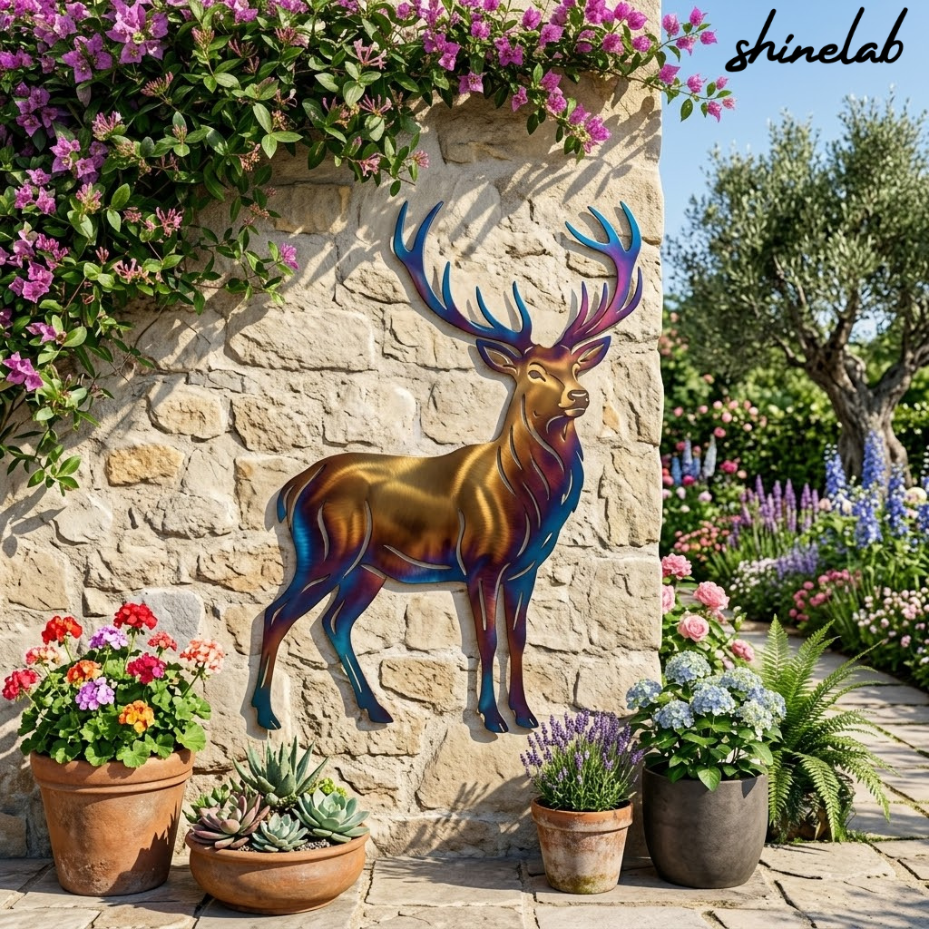 Shinelab Deer Metal Wall Art, Fire Roasted Stag Decor, Hunting Cabin ...
