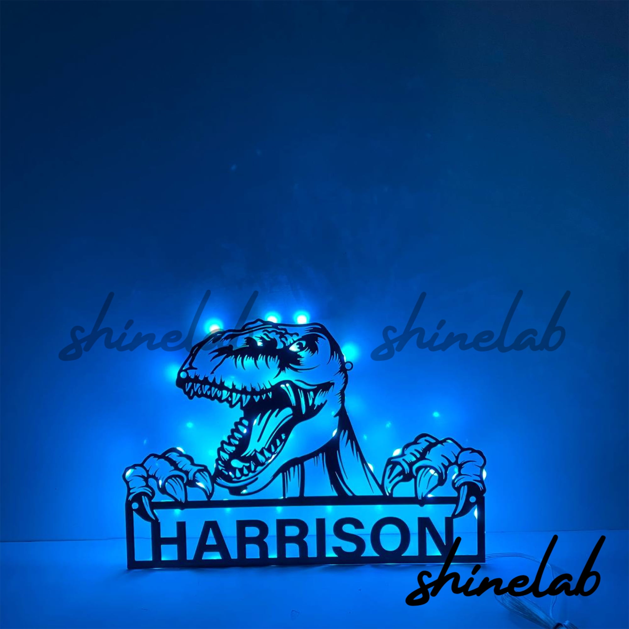 Shinelab Dinosaur Metal Sign LED Wall Art, Custom Dinosaur Art Decor ...