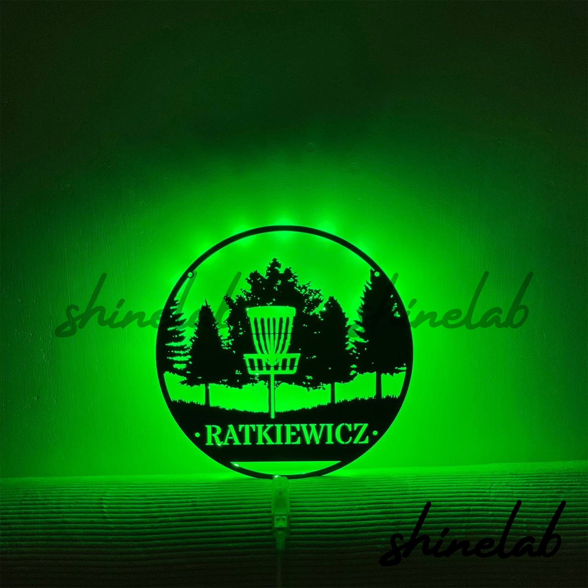 Shinelab Disc Golf Metal Sign, Custom Name Golfer LED Wall Art, Golfing ...