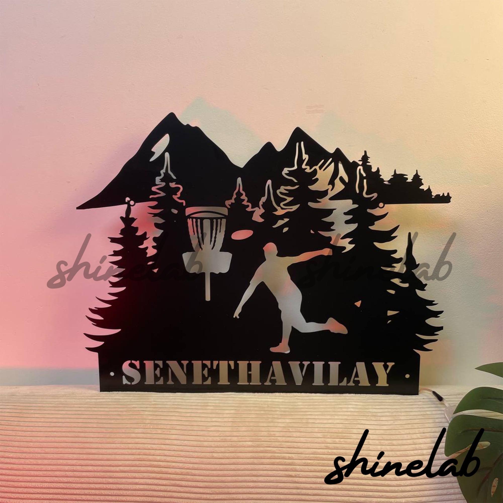 Shinelab Disc Golf Player LED Wall Art, Custom Name Golfer Metal Sign ...