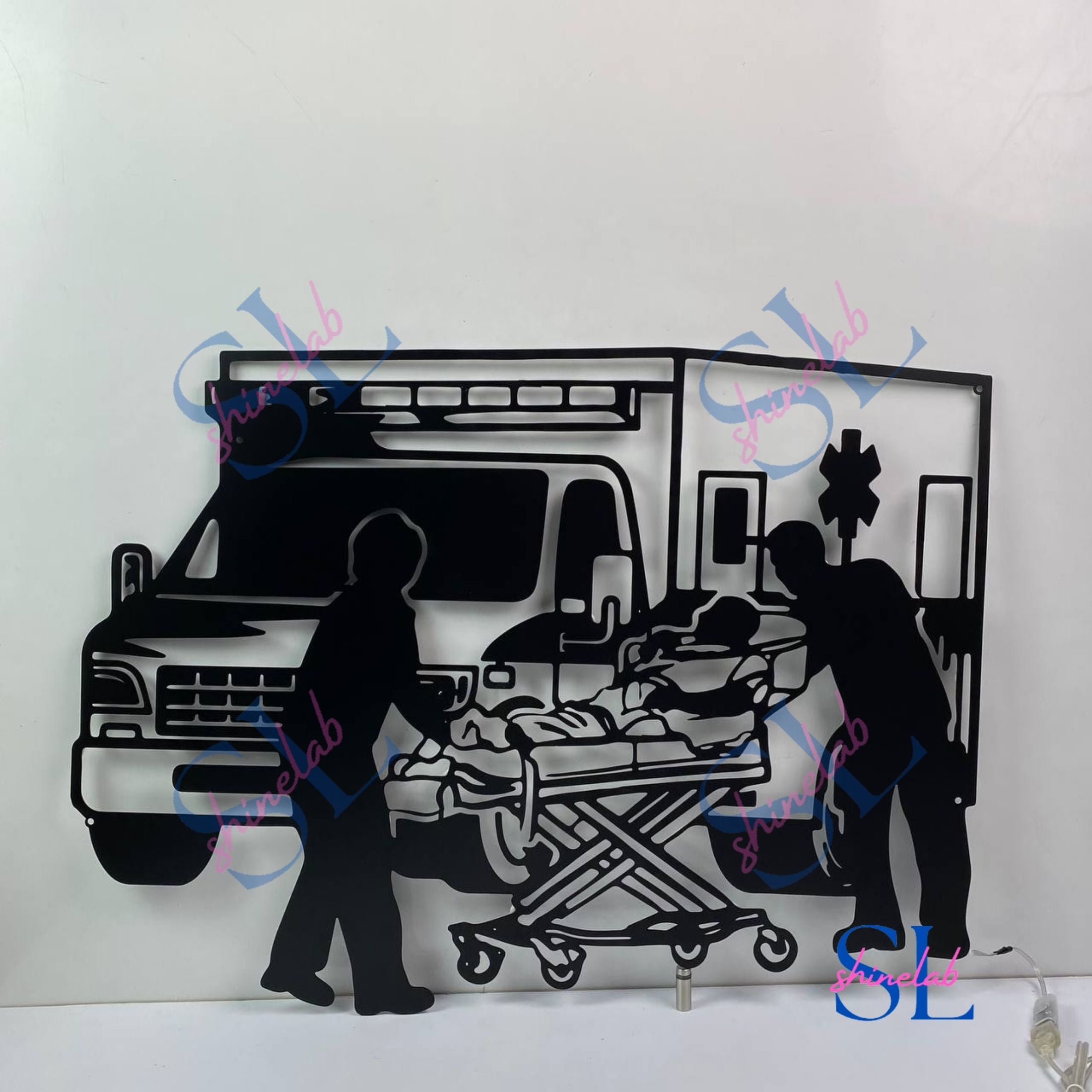 Shinelab Emergency Ambulance Metal Sign, US EMS Rescue Squad Truck ...