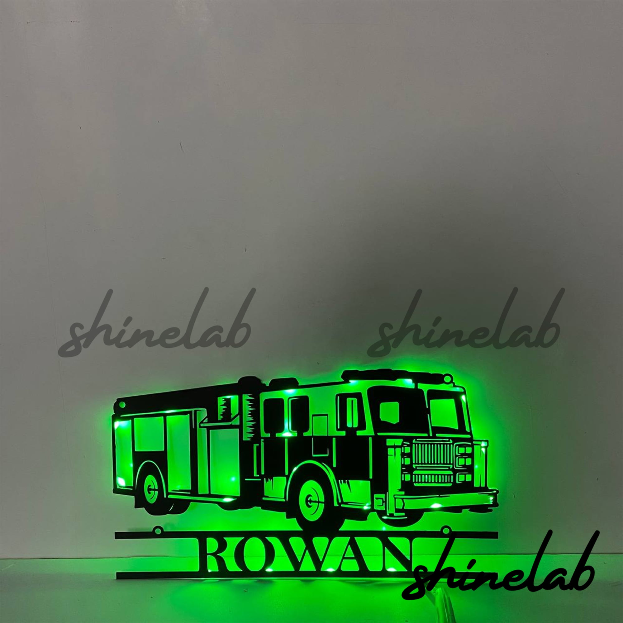 Shinelab Engine Fire Truck Driver Metal Sign LED Wall Art, Custom Truck ...