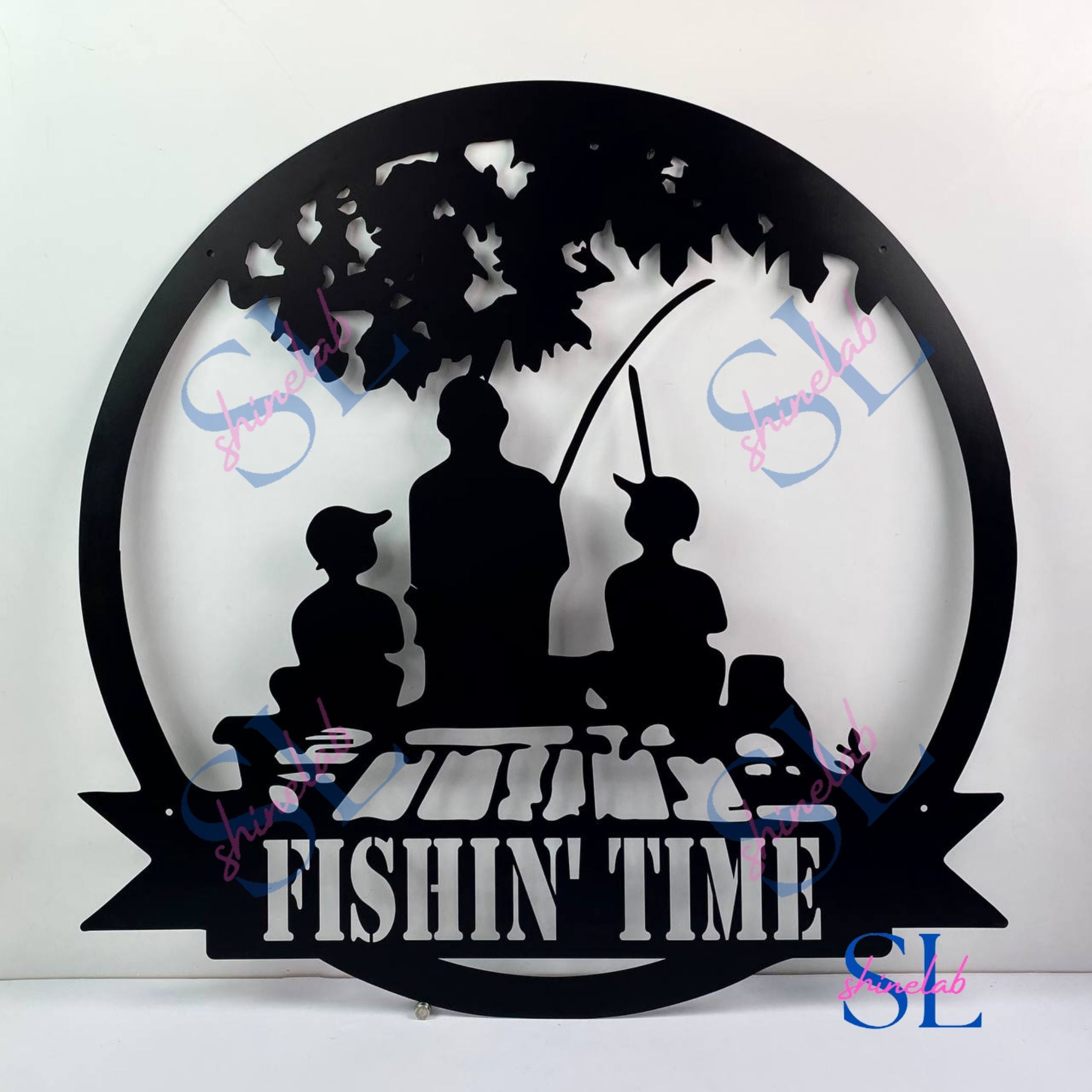 Shinelab Father and Son Fishing Sign, Fisherman Metal Sign, Fishing ...