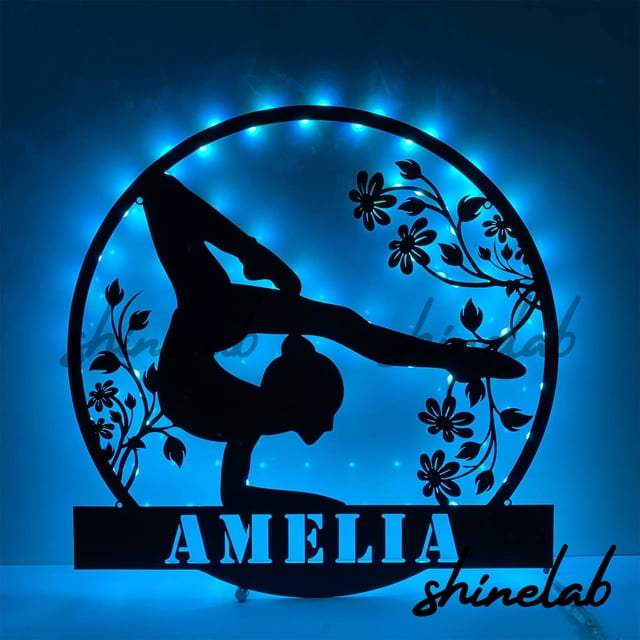 Shinelab Female Gymnastics Metal Sign LED Wall Art, Custom Gym Sign ...