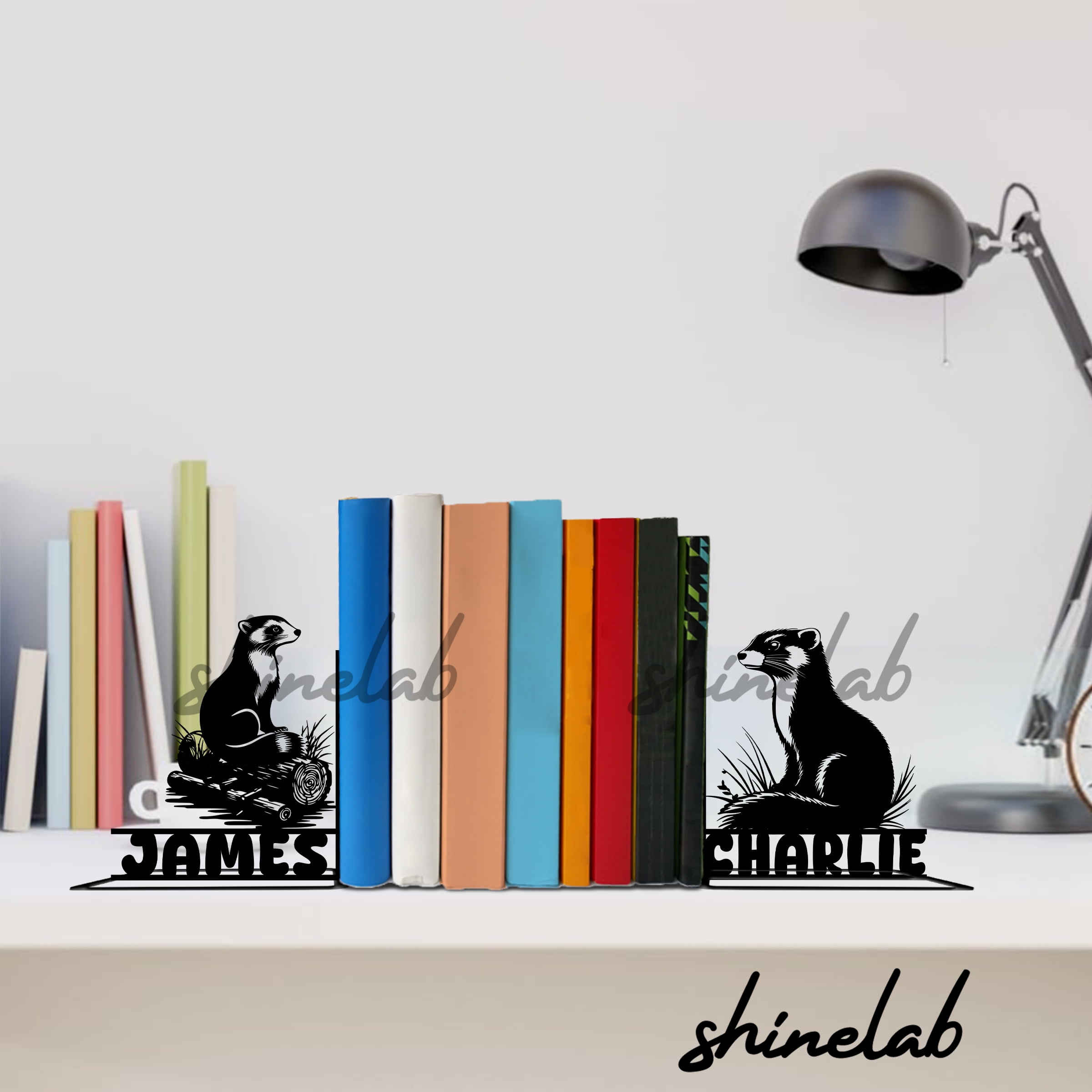 Shinelab Ferret Metal Bookends, Farmhouse Cute Desk Decor, Pet Lover ...