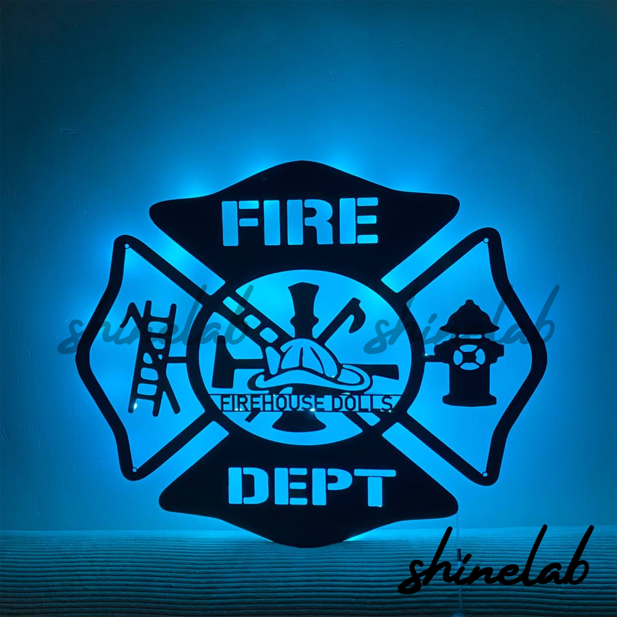 Shinelab Firefighter Maltese Cross Metal Sign, Custom Name Firefighter ...