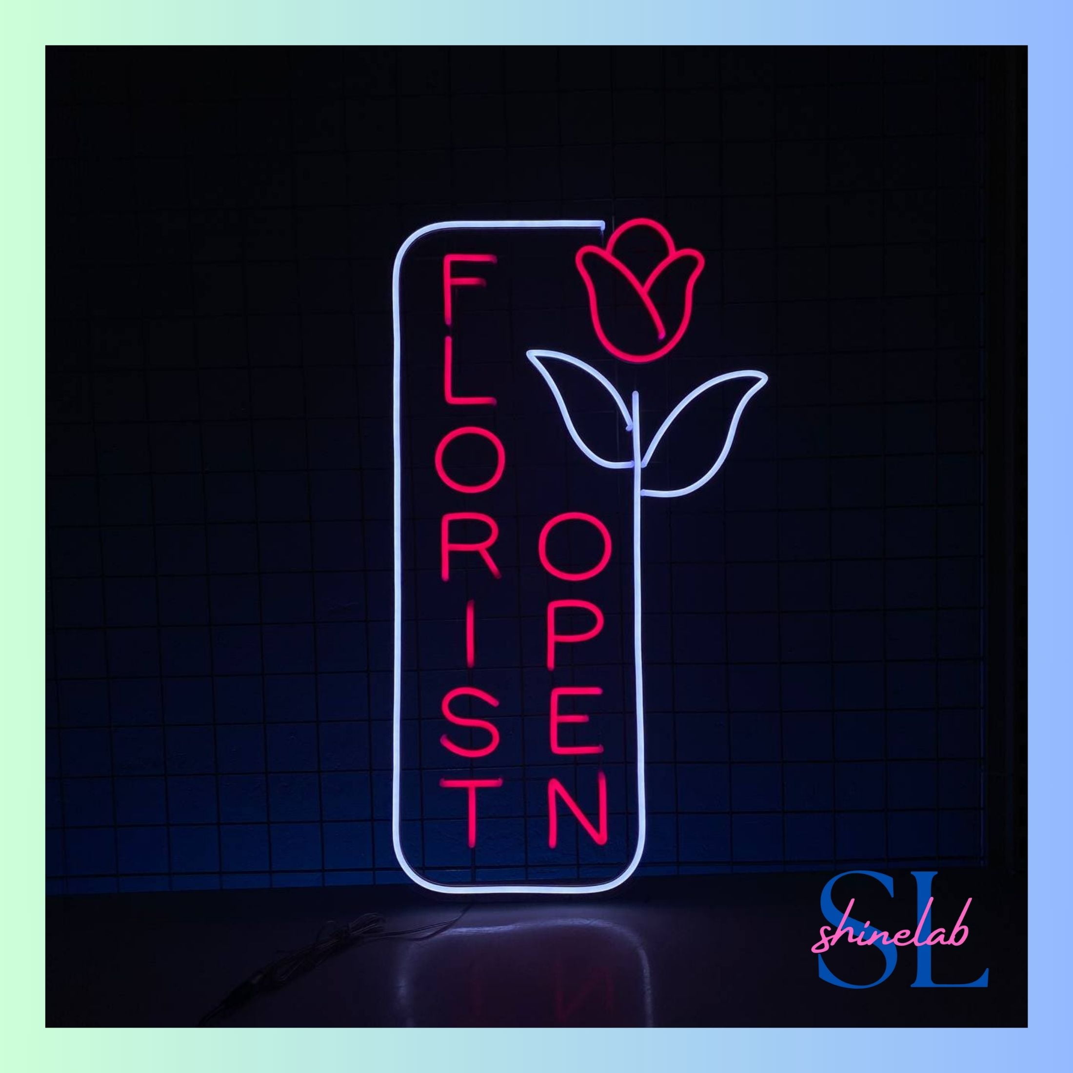 Shinelab Florist Open Neon Sign, Flower Open Wall Art, Flower Store ...