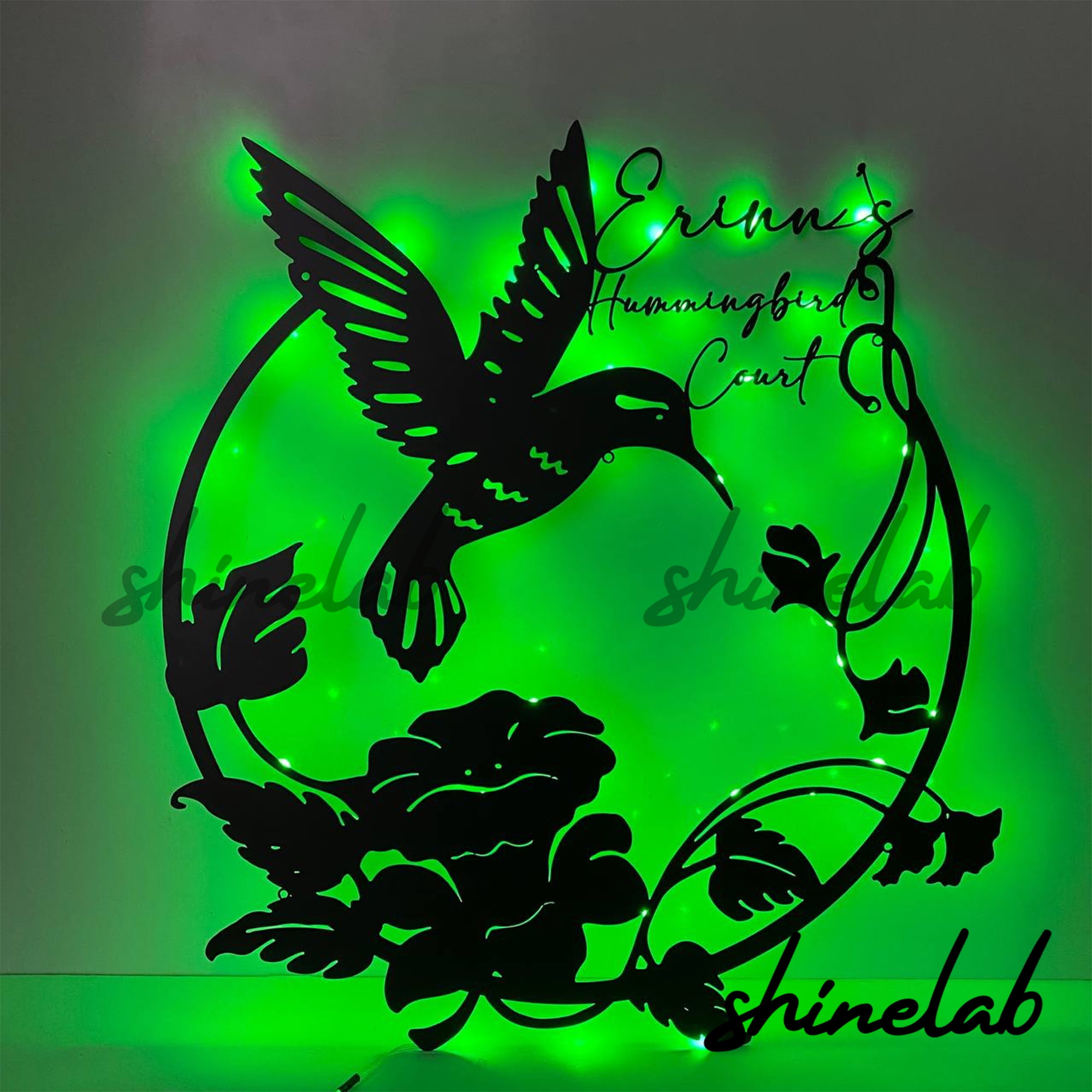 Shinelab Flower Hummingbird Metal Sign LED Wall Art, Custom Humming ...