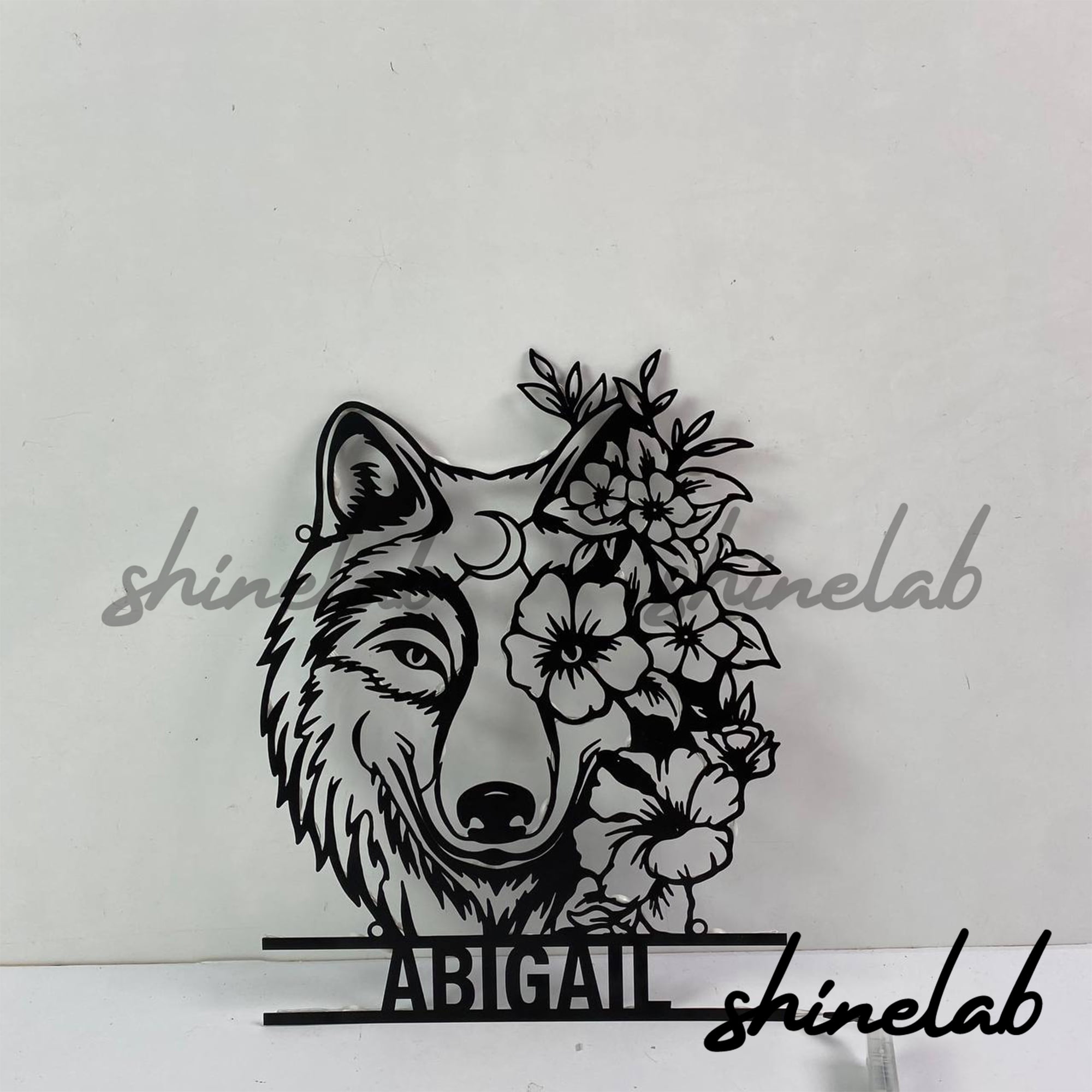 Shinelab Flower Wolf Metal Sign LED Wall Art, Custom Flower Art Decor ...