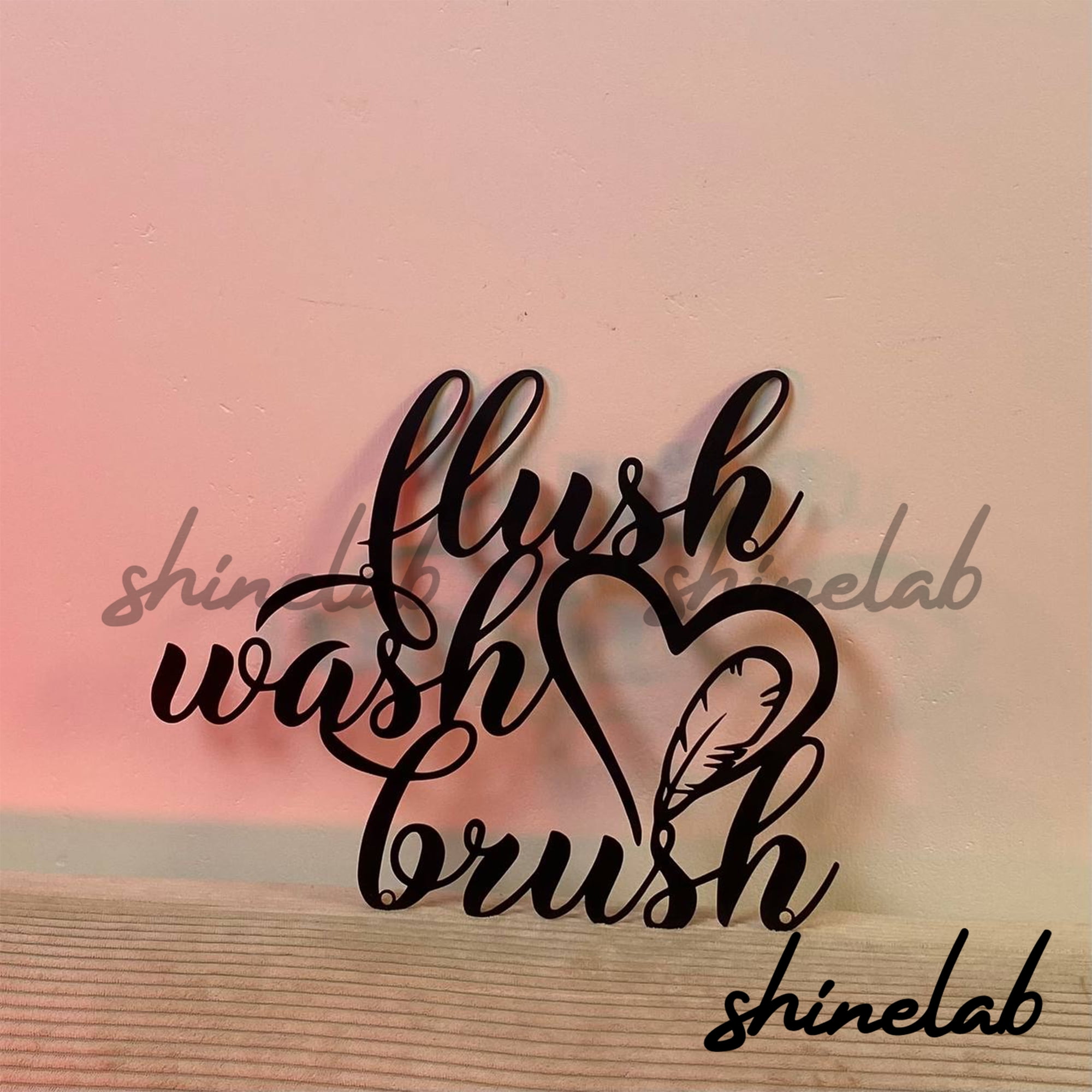 Shinelab Flush Wash Brush BathroomMetal Sign, Custom Text Logo Name LED ...