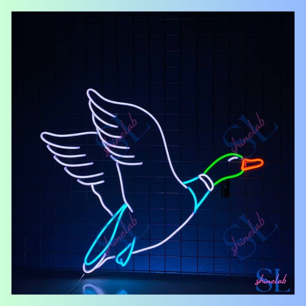 Shinelab Flying Duck Neon Light, Duck Flying Led Light, Duck Room Neon ...