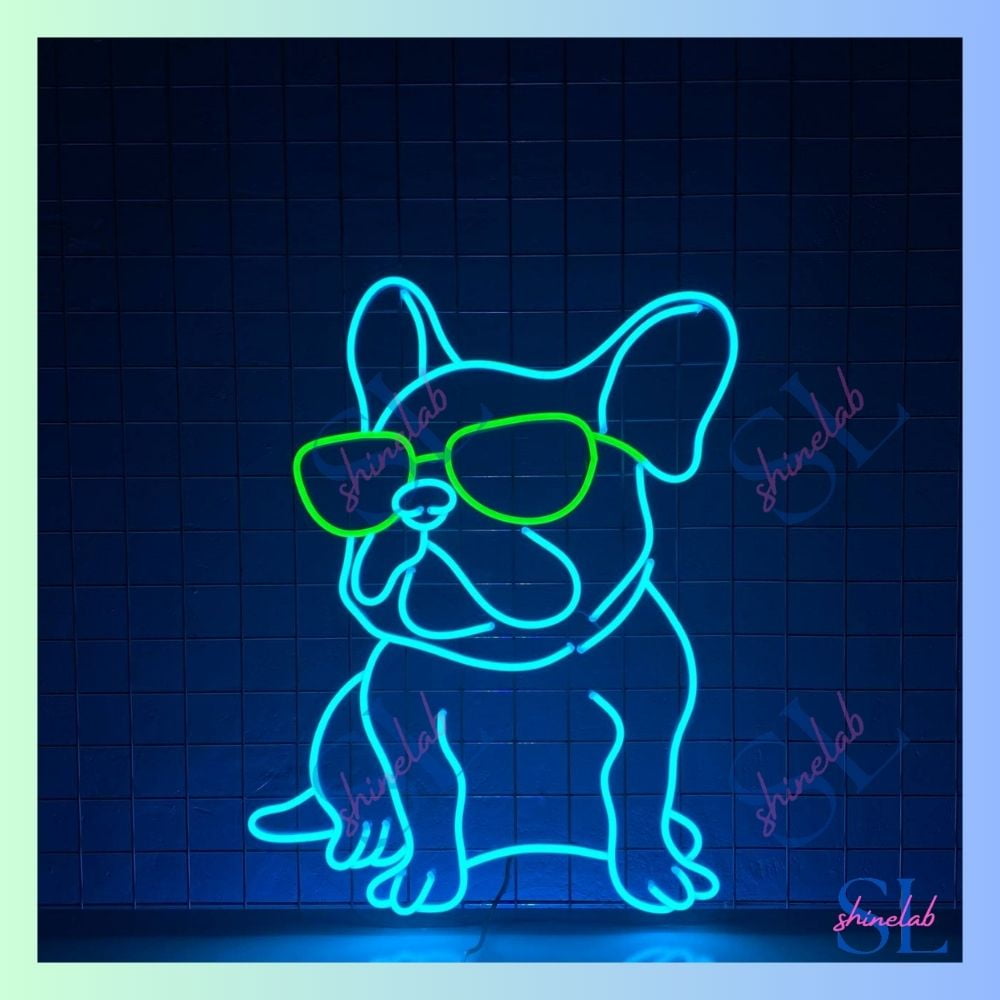 Shinelab French Bulldog Neon Light, French Bulldog with Sunglasses Led ...