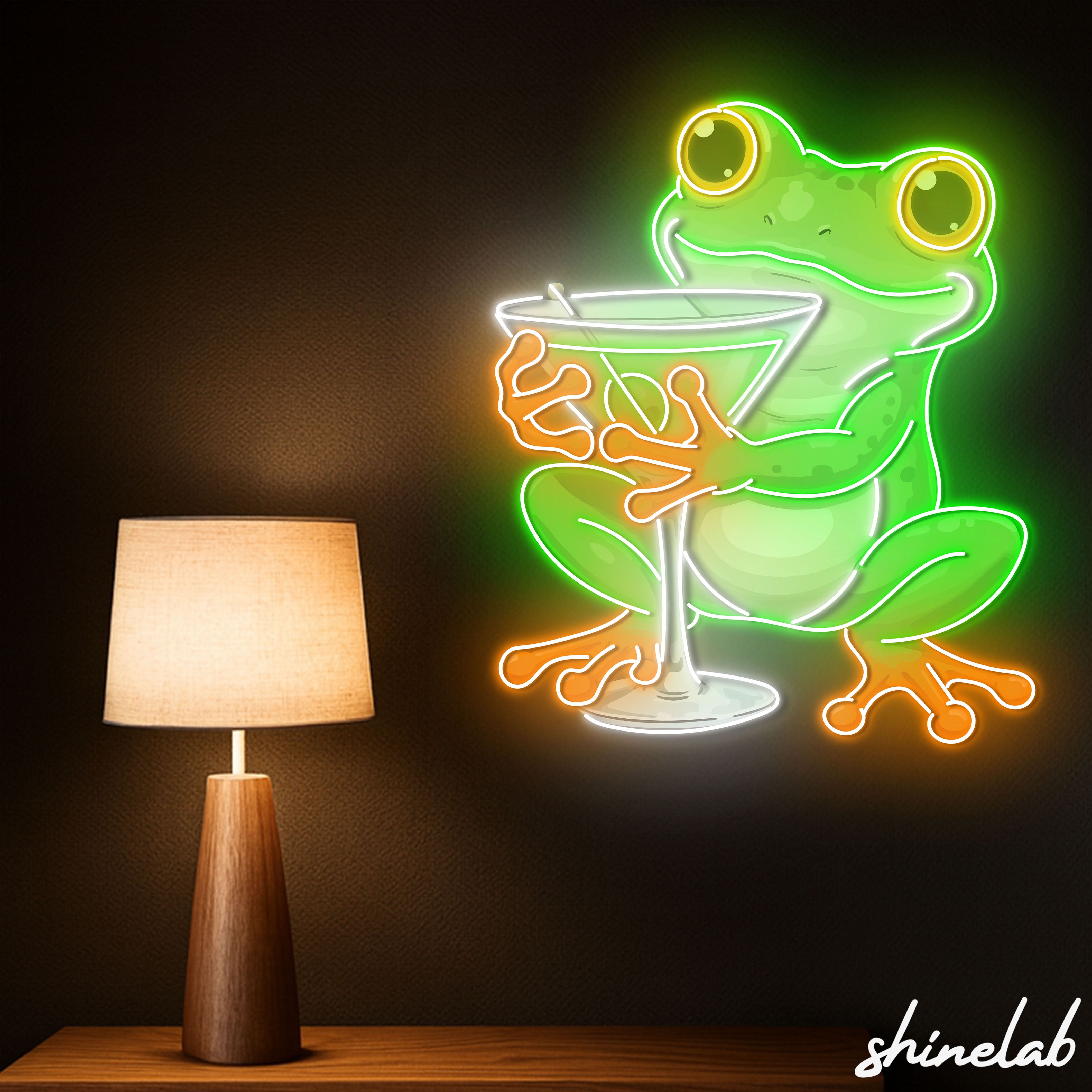 Shinelab Frog Martini Neon Sign, Funny Bar Decor, Aesthetic Man Cave ...