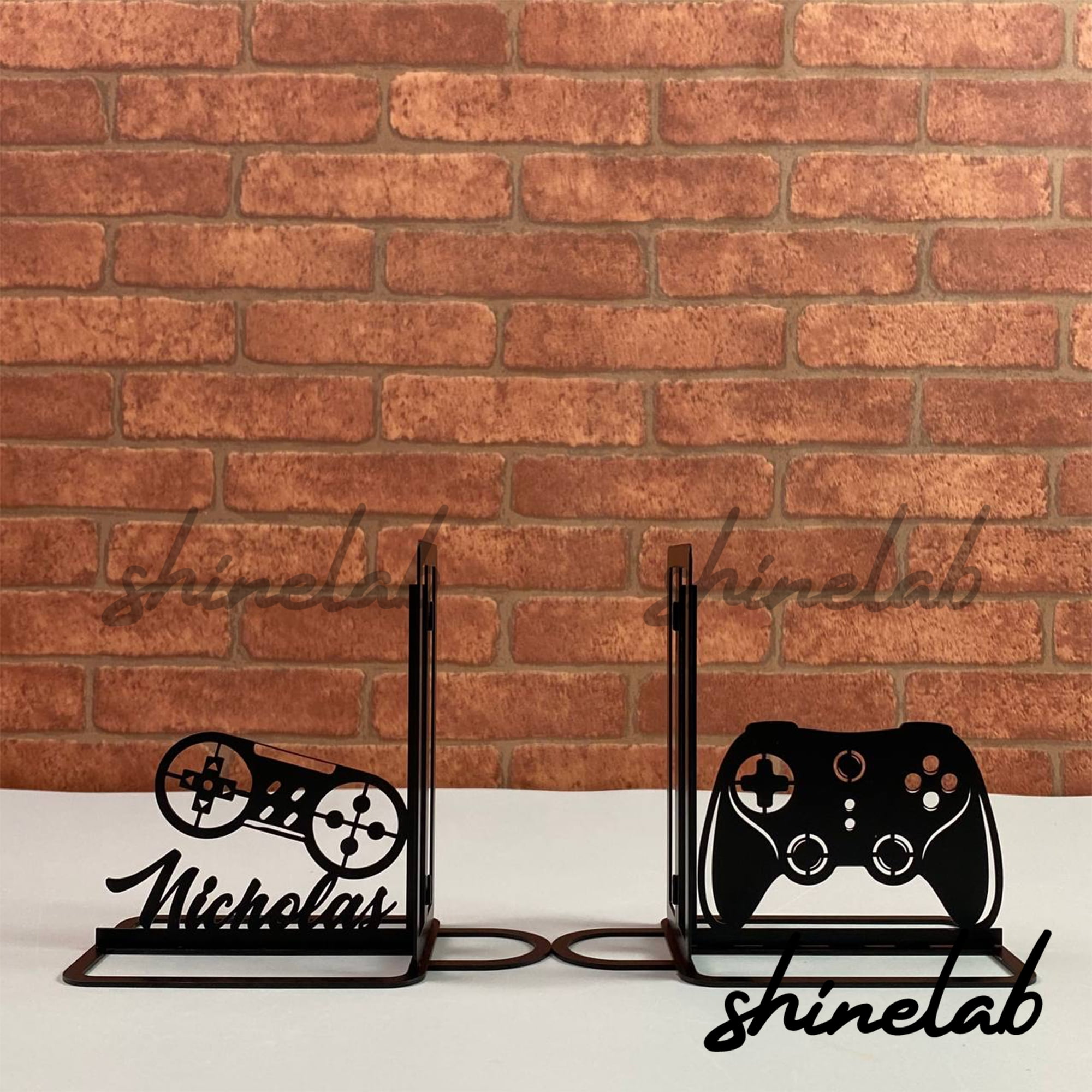 Shinelab Game Controller Mental Bookends Custom Personalized Name ...