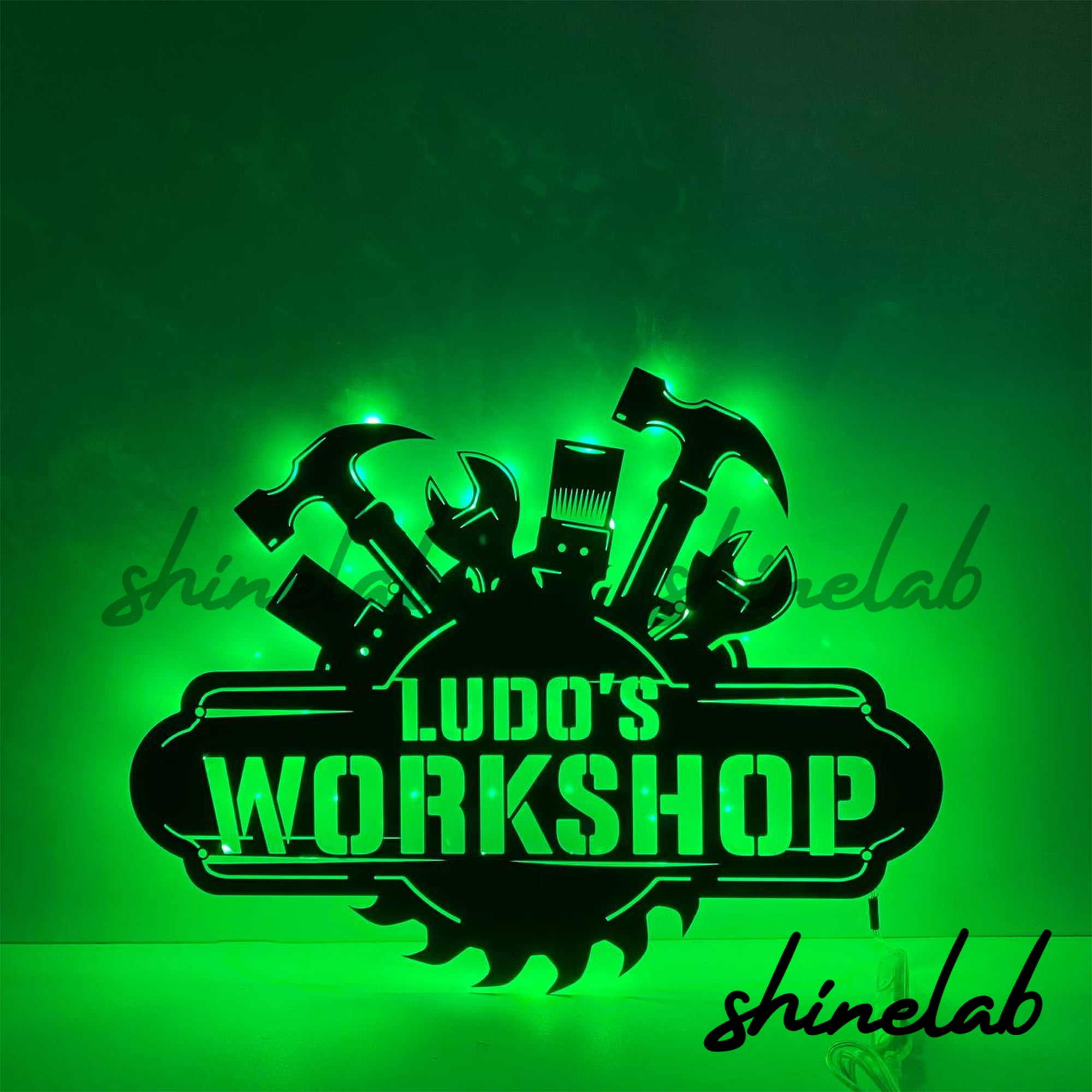 Shinelab Garage Metal Sign LED Wall Art, Custom Car Garage Kit Sign ...