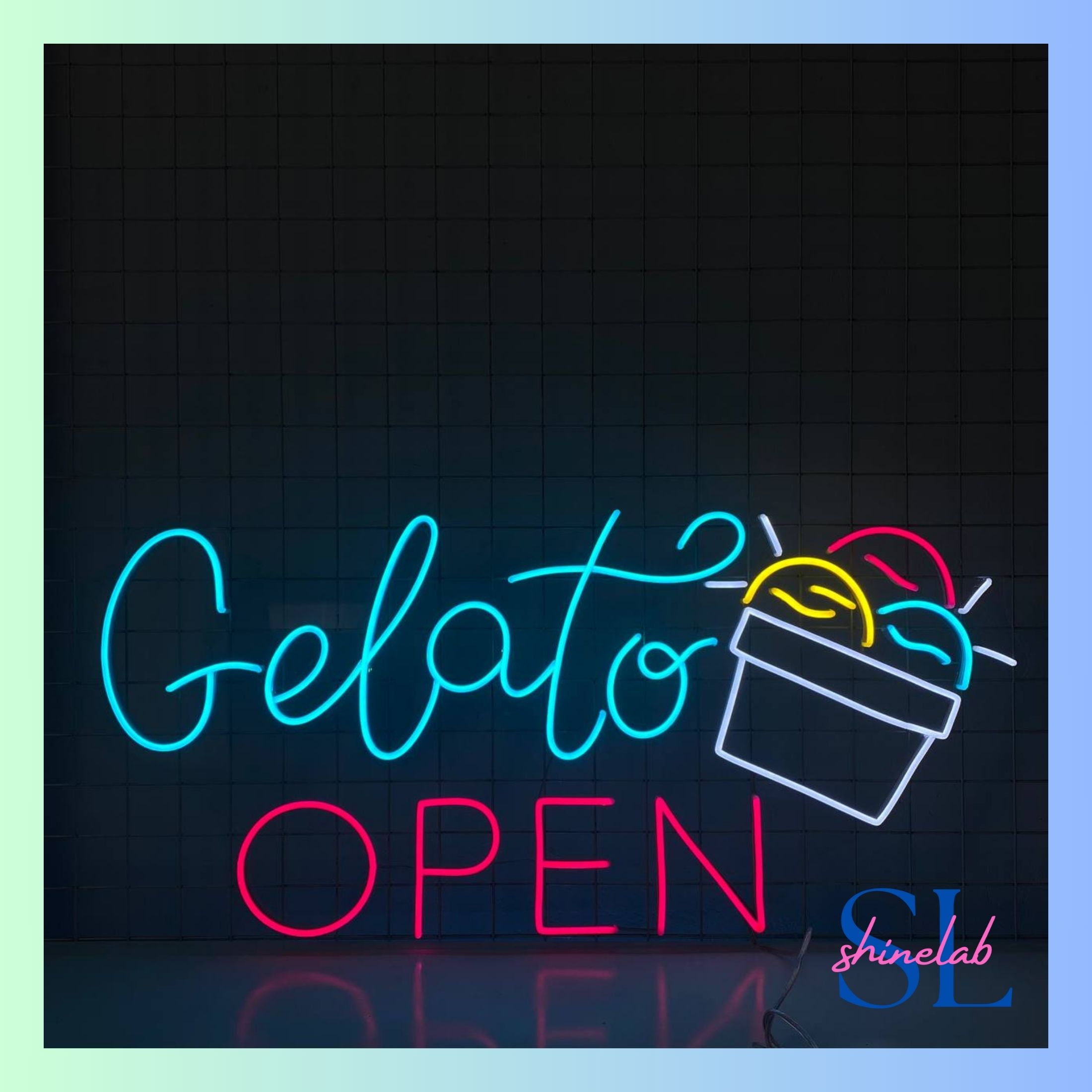 Shinelab Gelato Open Neon Sign, Ice Cream Wall Art Light, Gelato Store ...