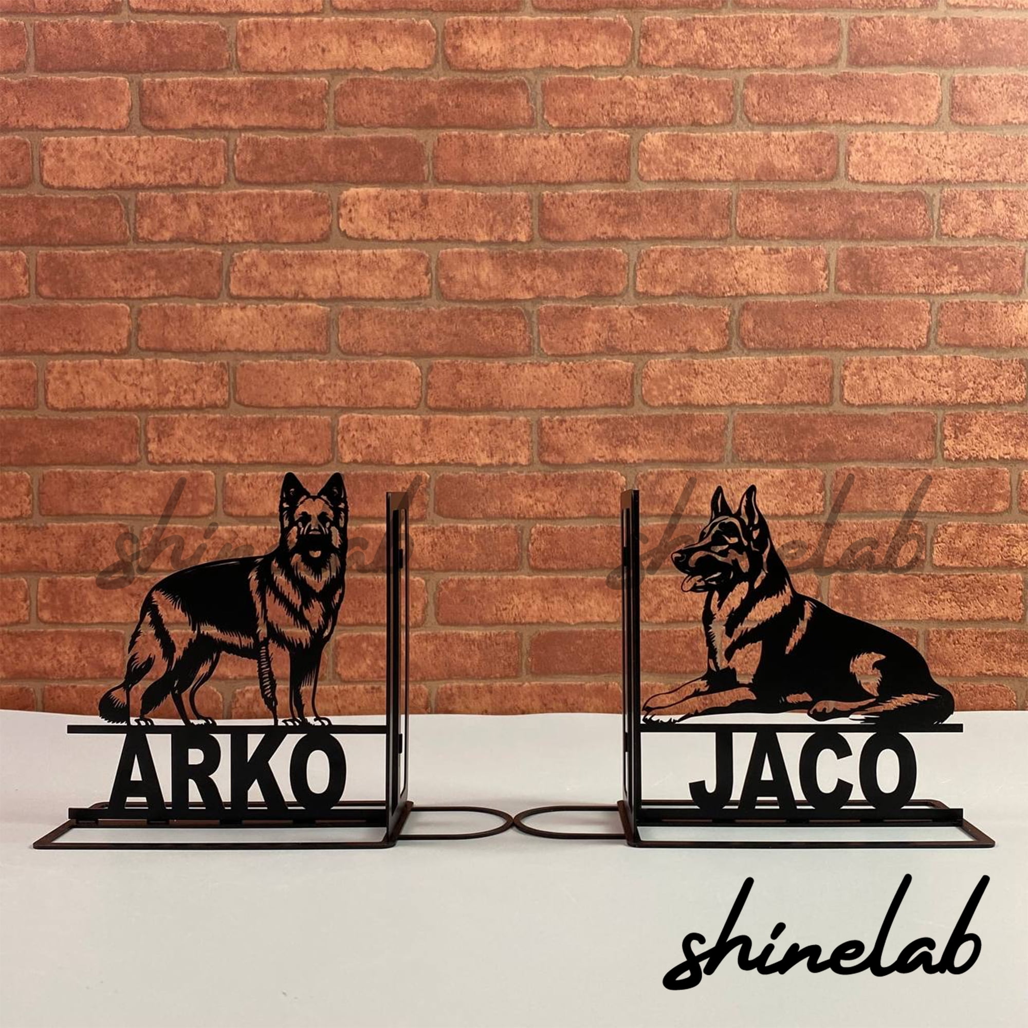 Shinelab German Shepherd Mental Bookends Dog Pet Name Bookend Gift ...